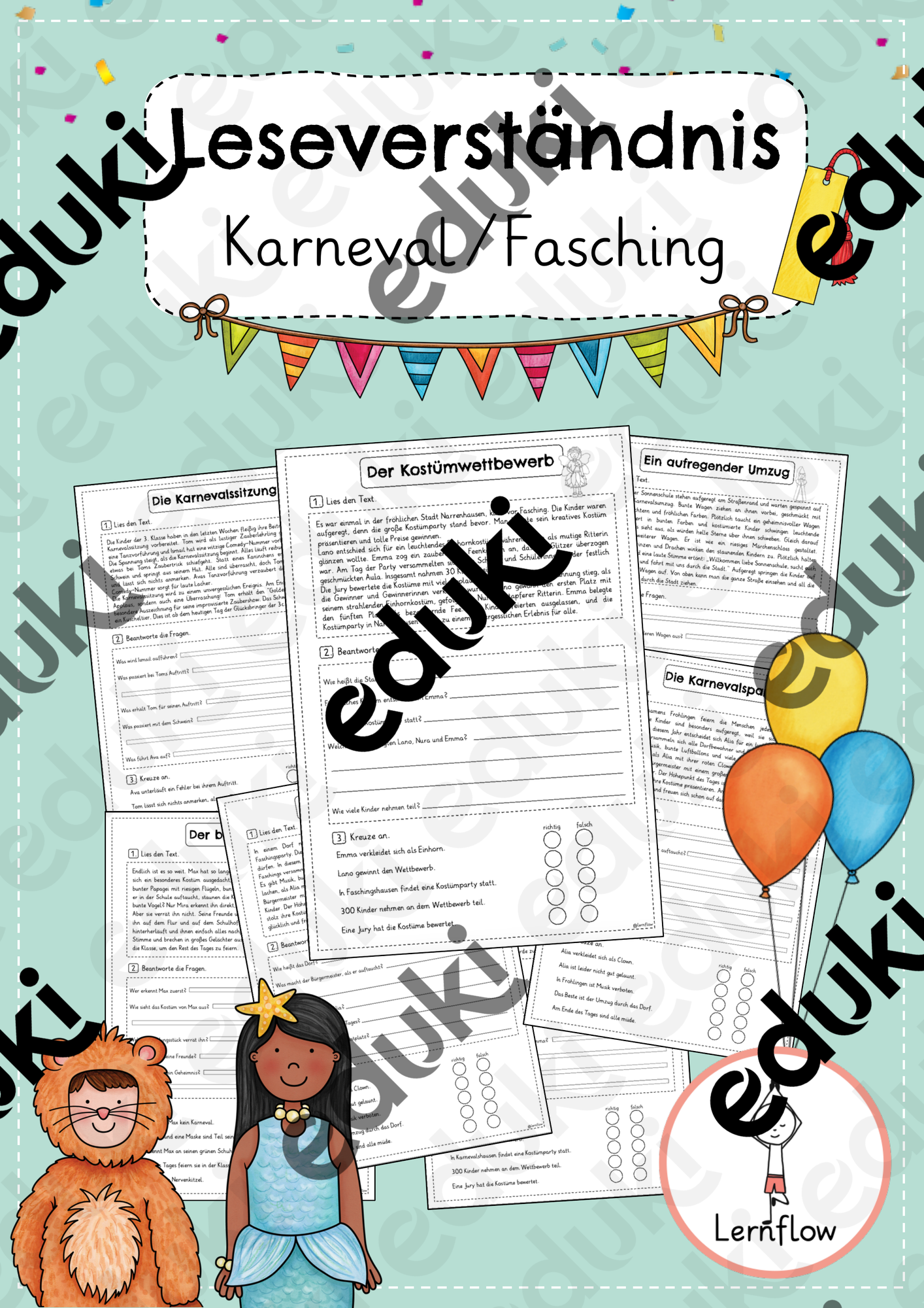 Lesetraining Karneval Fasching Leseverständnis | Kl. 2 - 4 ...