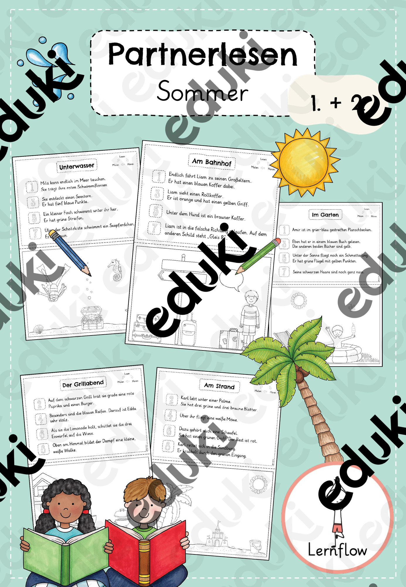 Lesetraining Partnerlesen Sommer | Kl. 1 + 2 – Unterrichtsmaterial in den Fächern Deutsch ...