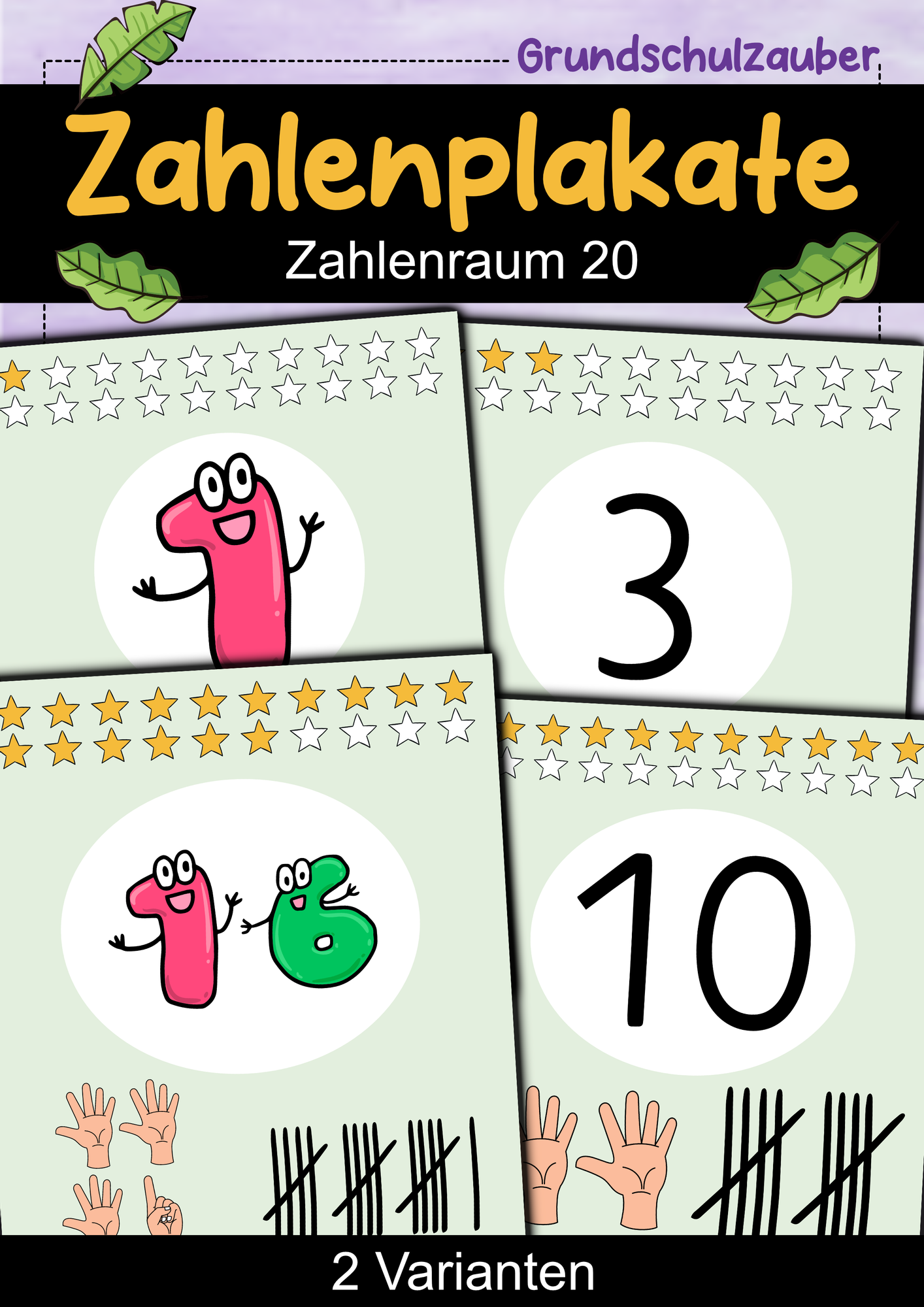 Zahlenplakate Zahlenraum 10 & 20 | 2 Varianten | Zahlenposter Mathe 1 ...
