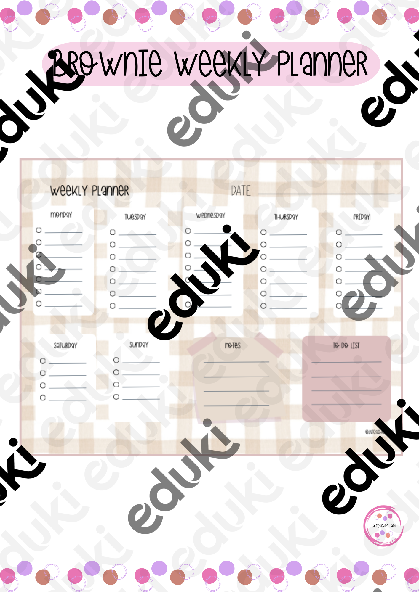 WEEKLY PLANNER BROWNIE - material de la siguiente asignatura Material ...