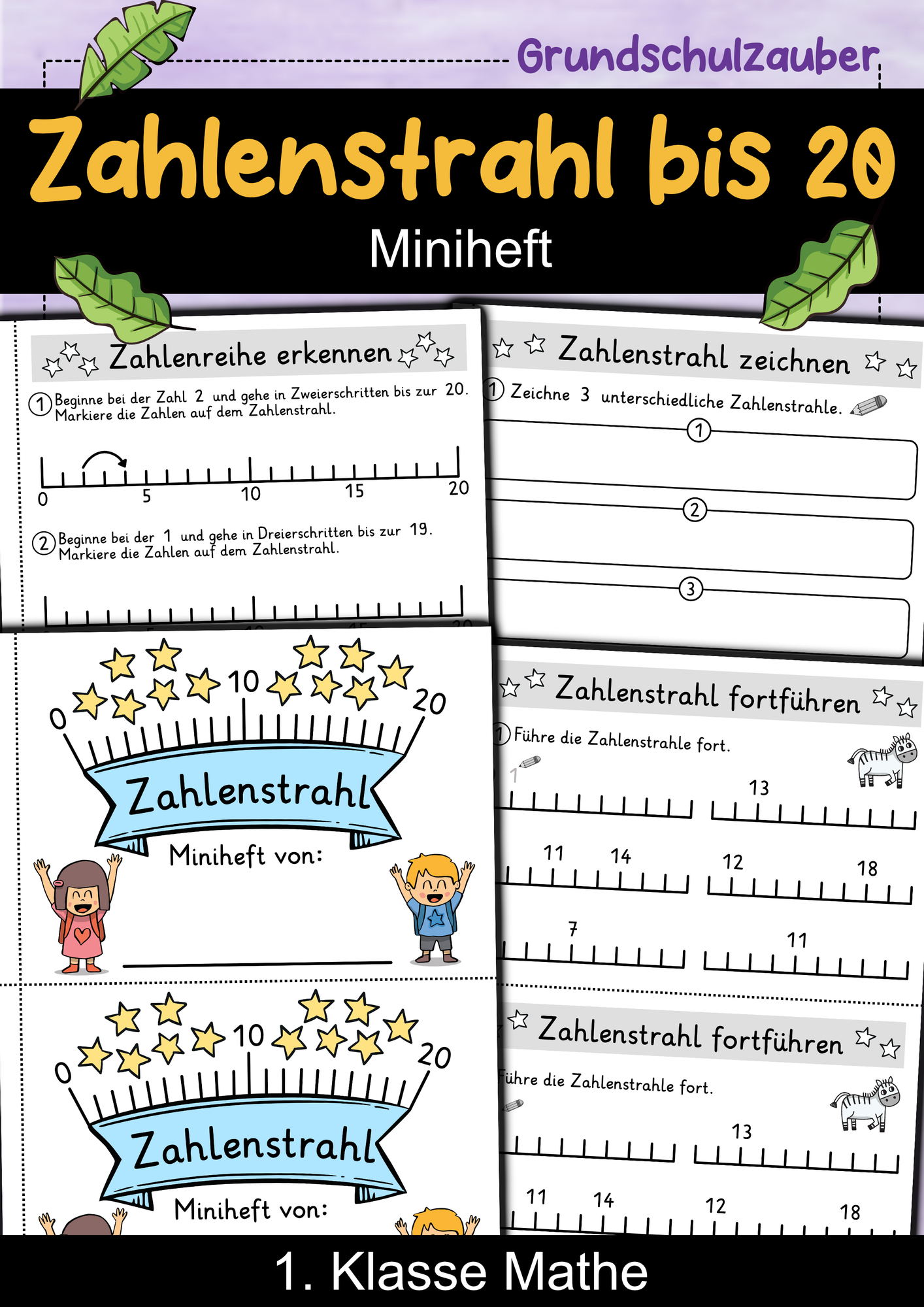 Zahlenstrahl bis 20 - Miniheft für den Zahlenraum 20 ...