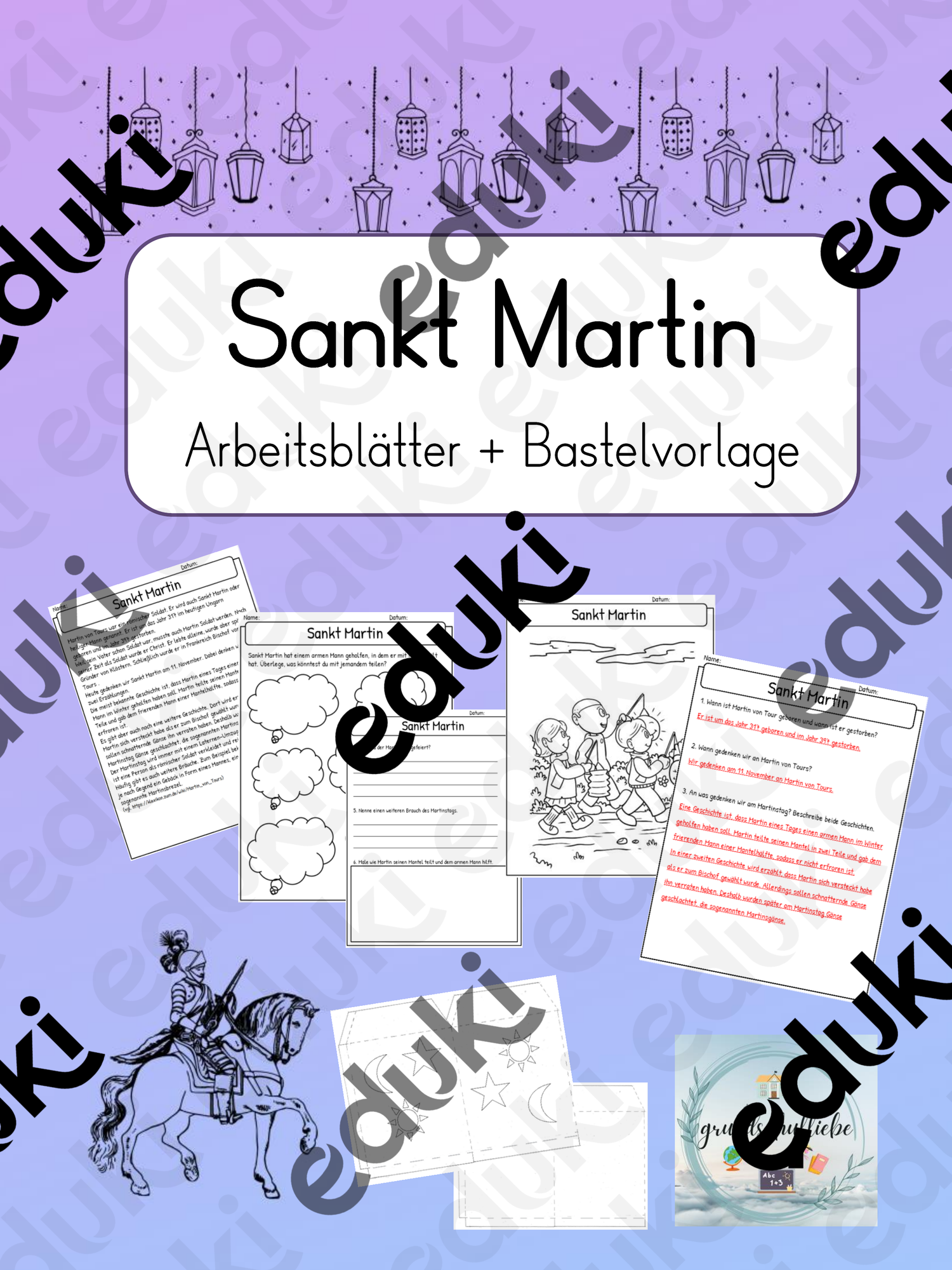 Sankt Martin: Arbeitsblätter + Lösungen, Bastelvorlagen ...