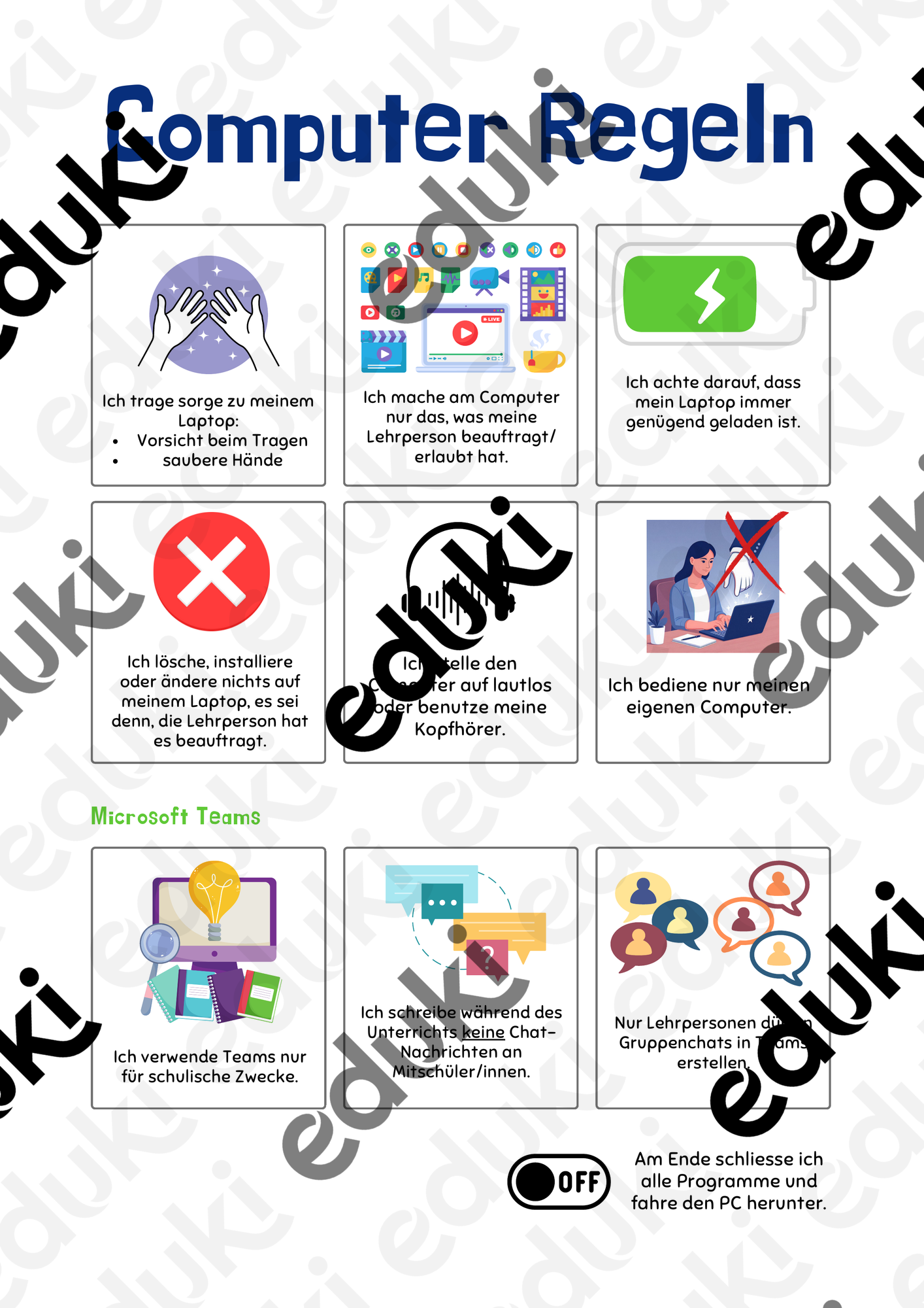 Computer Regeln – Unterrichtsmaterial im Fach Digitale Bildung