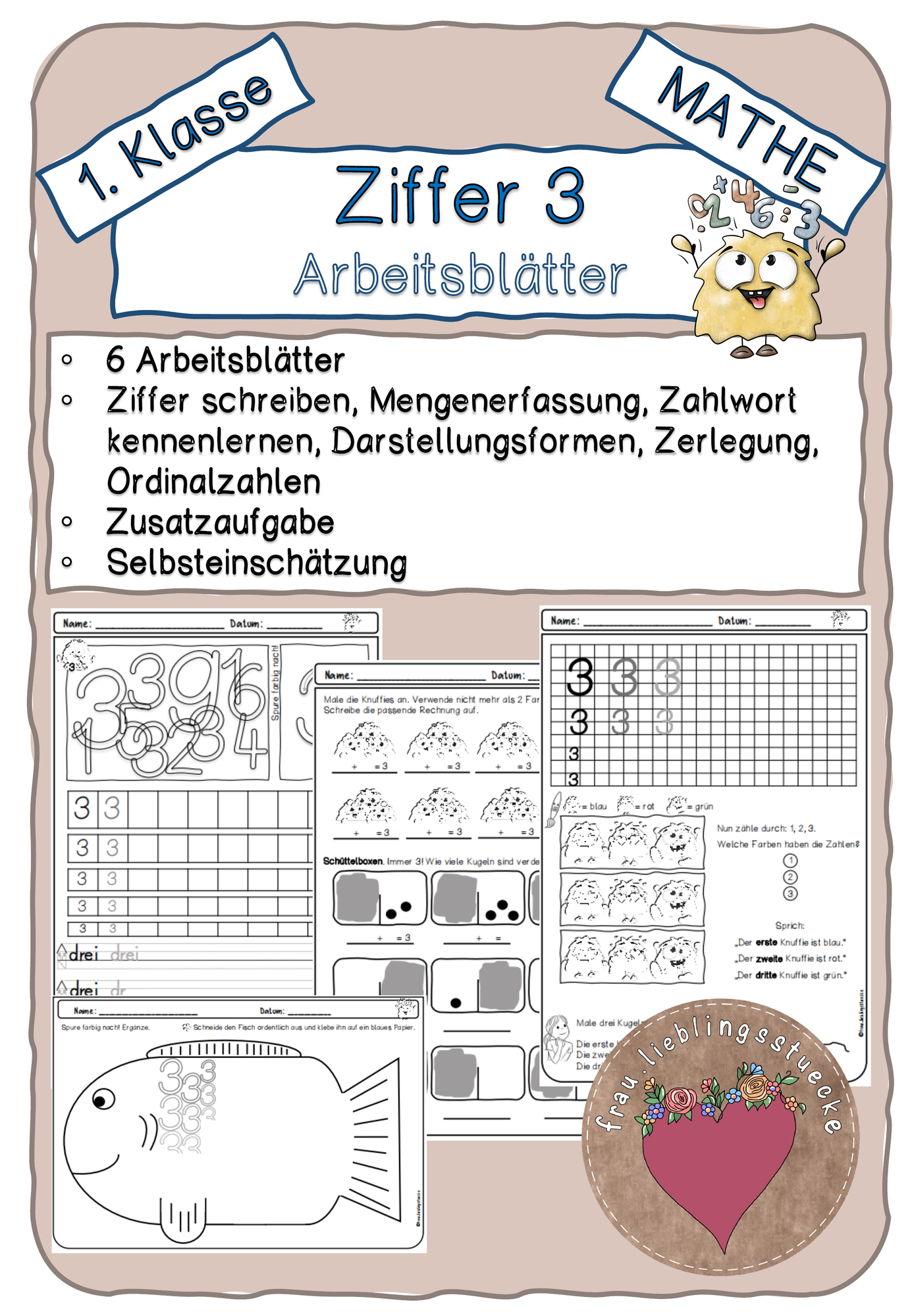 Ziffer 3 (Zahleneinführung) – Unterrichtsmaterial im Fach Mathematik