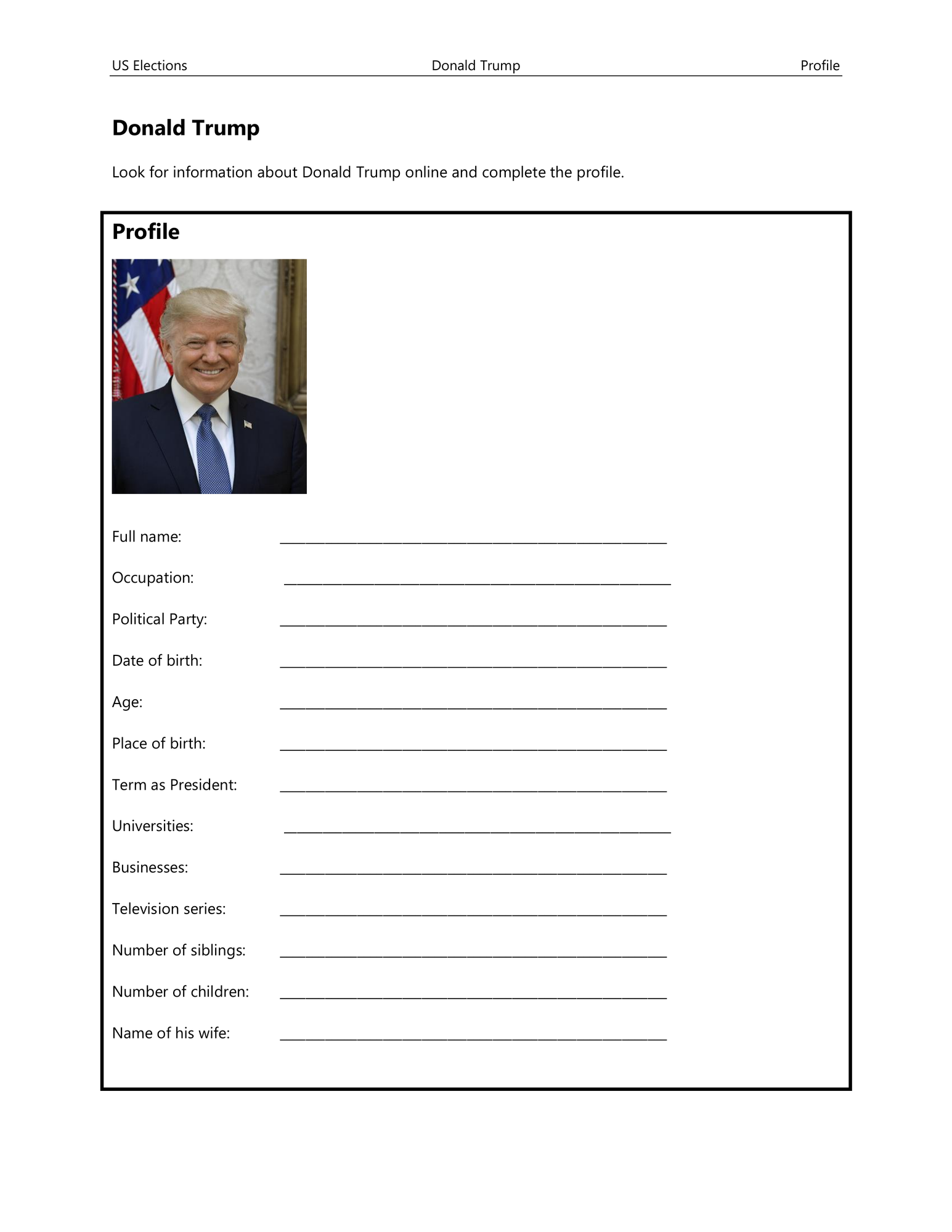 Donald Trump – Profile – Unterrichtsmaterial im Fach Englisch