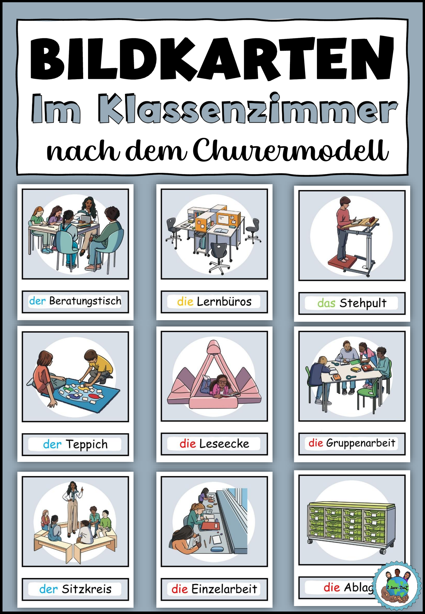 Bildkarten und Wortkarten "Im Klassenzimmer" geeignet für das ...