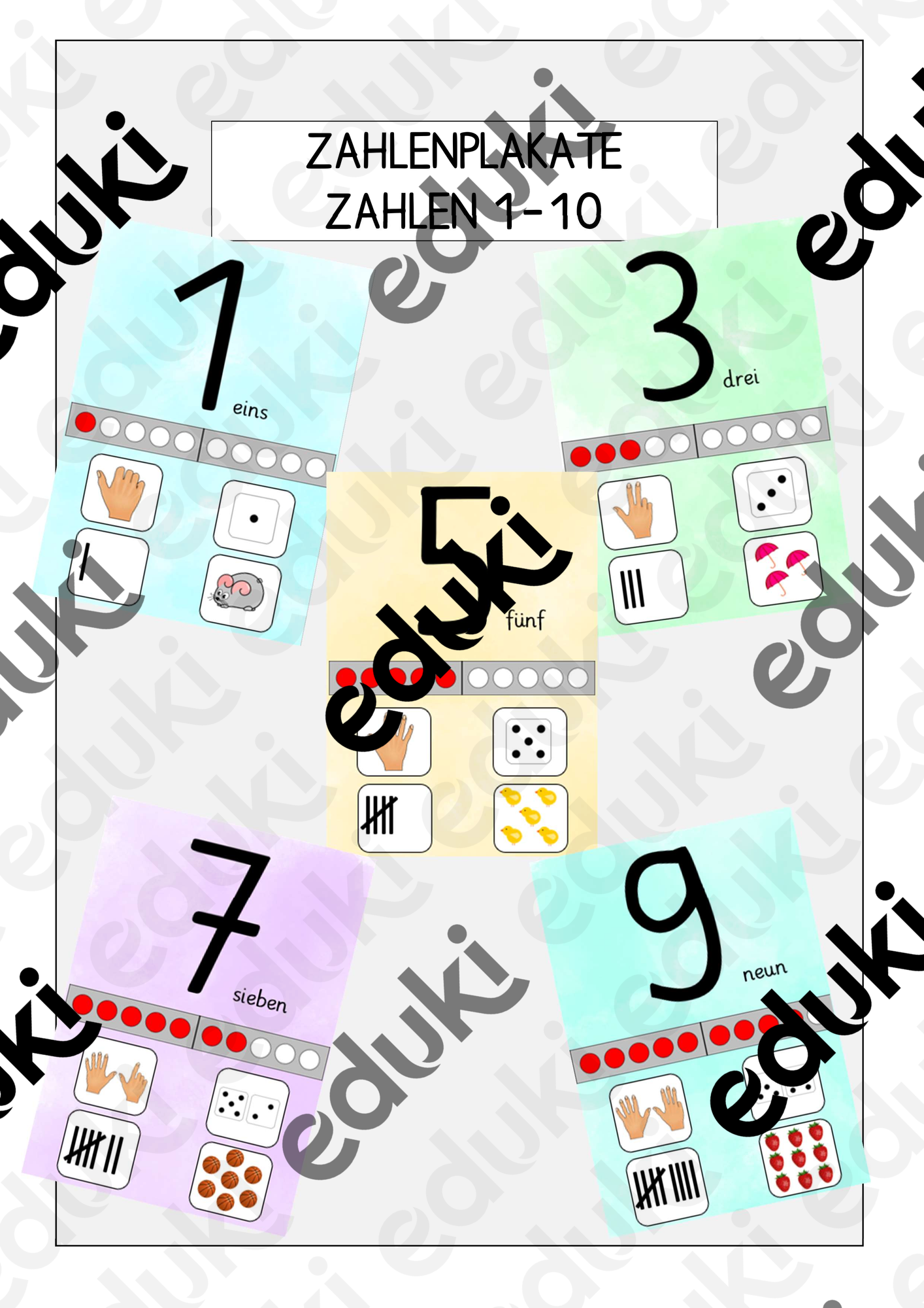 Zahlenposter Zahlen 1-10 – Unterrichtsmaterial im Fach Mathematik