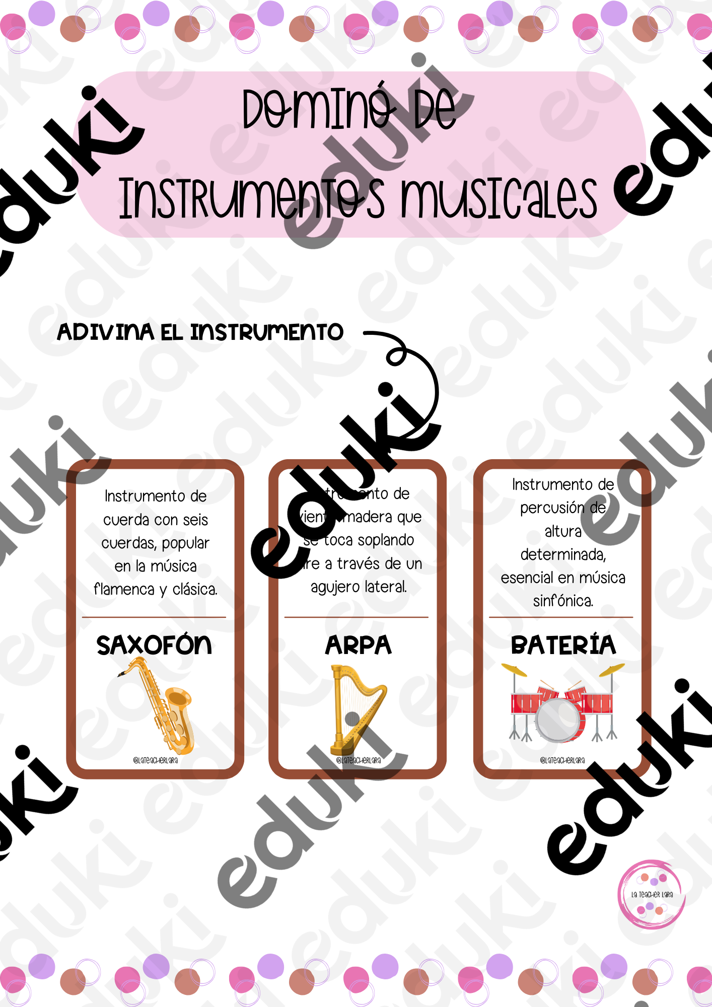 INSTRUMENTOS MUSICALES DOMINÓ - material de la siguiente asignatura Música