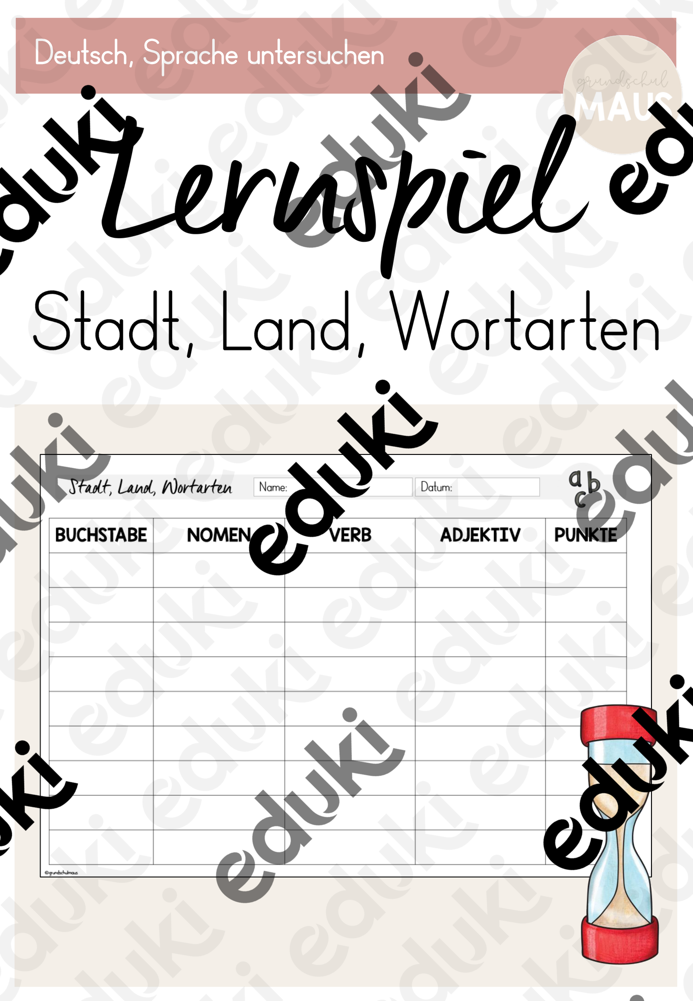 Stadt, Land, Wortarten (Lernspiel) - kostenlos – Unterrichtsmaterial in ...