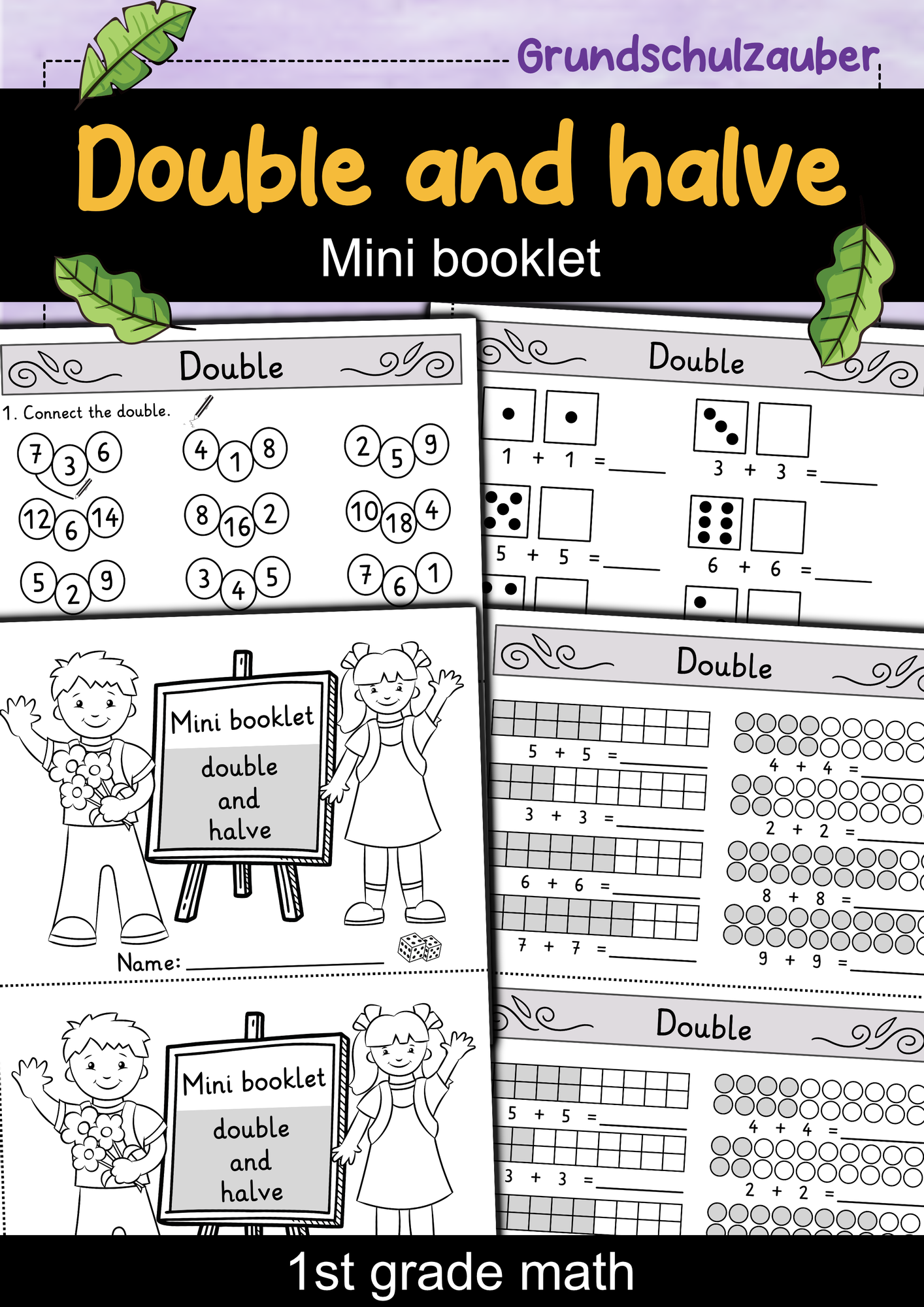 Mini booklet doubling and halving - number range 20 - 1st grade math ...