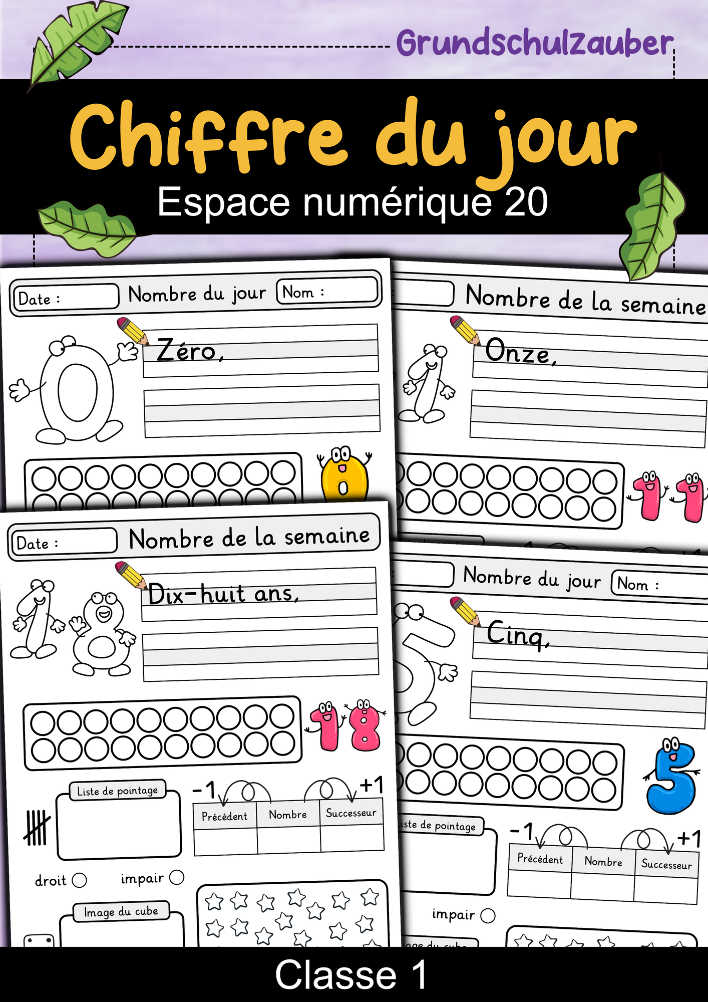 Nombre du jour - Nombre de la semaine - Espace numérique 20 Classe 1 ...