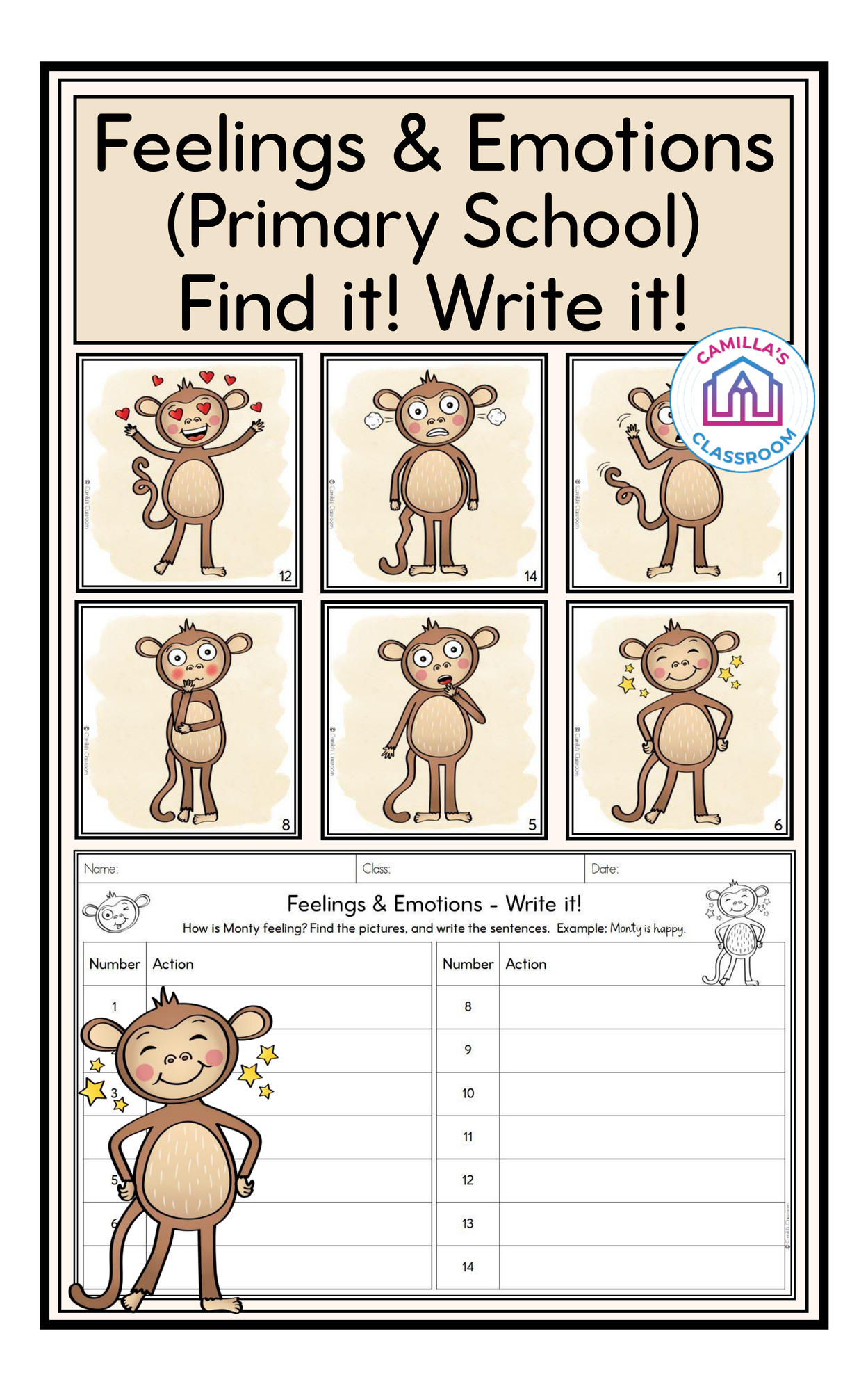 Feelings & Emotions - Find it! Write it! - material de la siguiente ...
