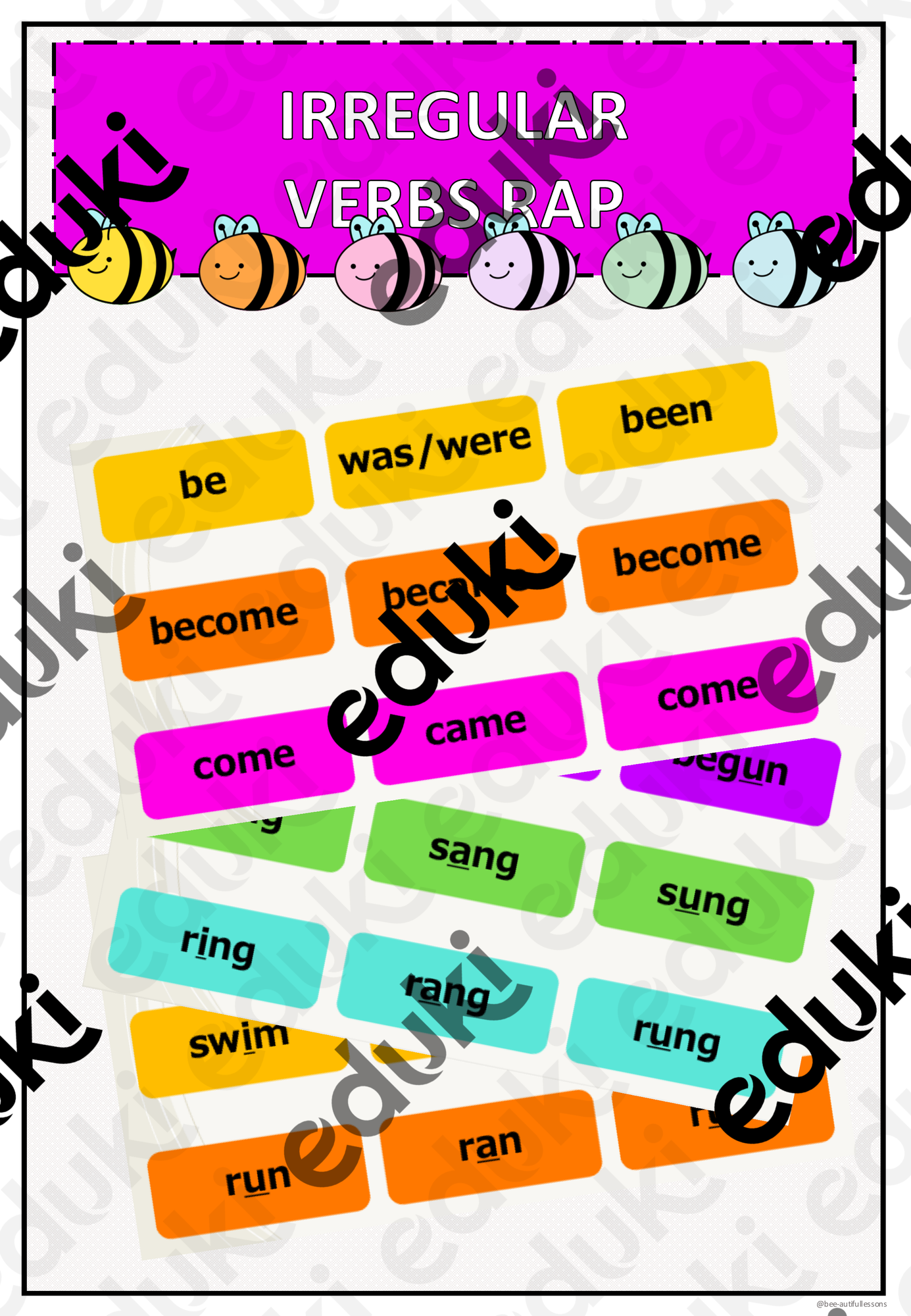 Irregular Verbs Rap Power Point – Unterrichtsmaterial im Fach Englisch