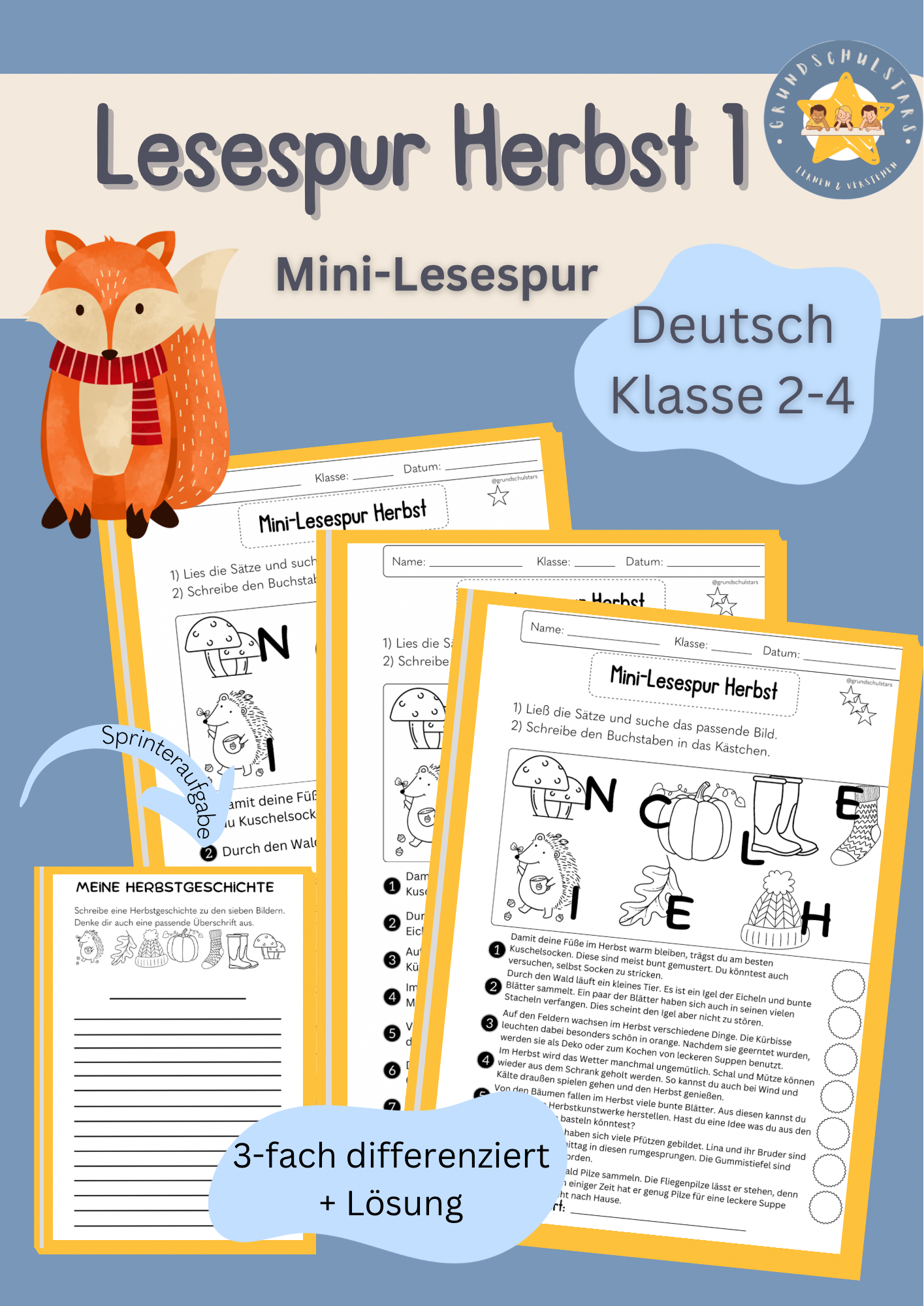 Lesespur Herbst 1 Deutsch differenziert + Lösung – Unterrichtsmaterial ...