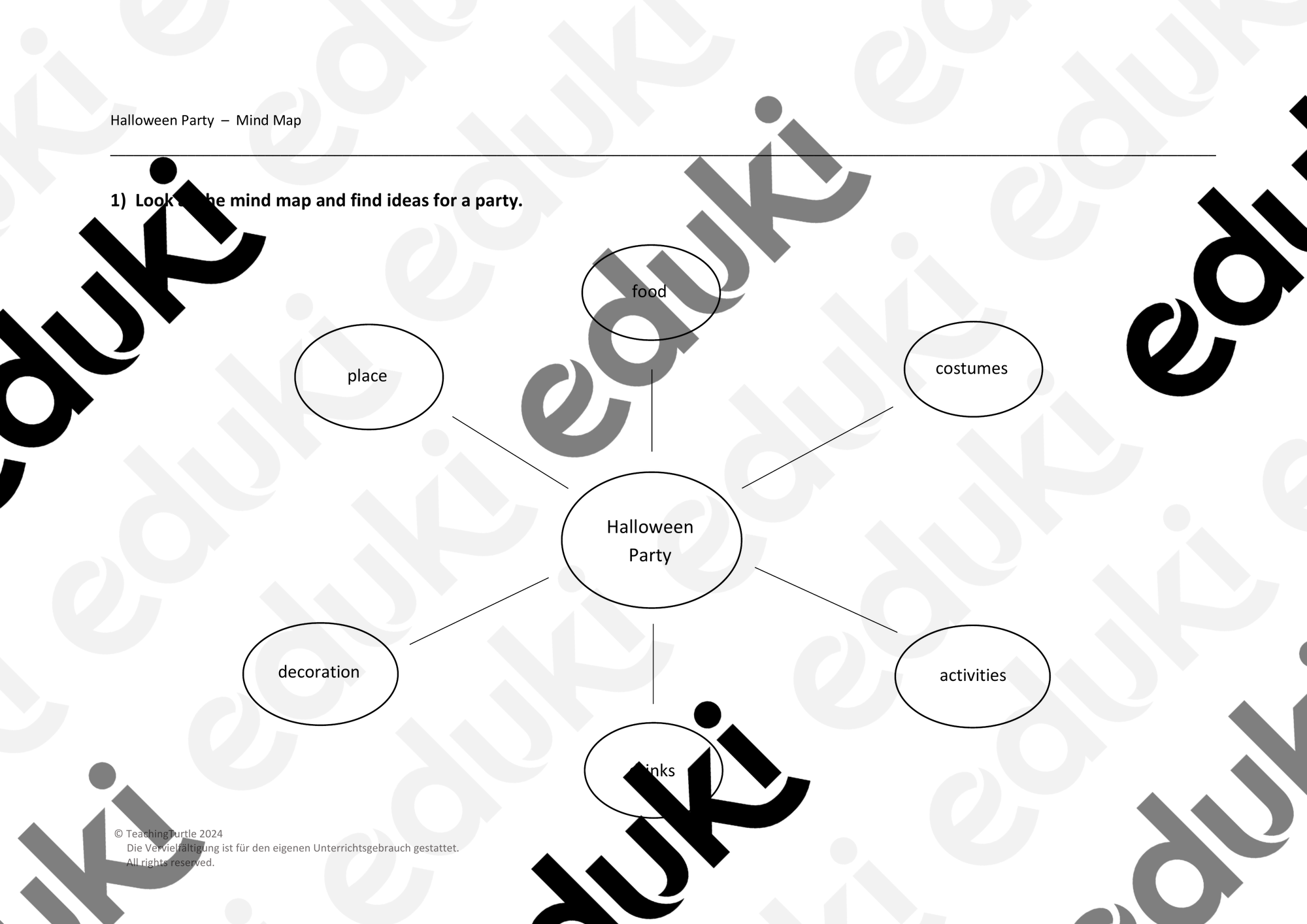 Arbeitsblatt "Halloween Party" – Mind Map / Research ...