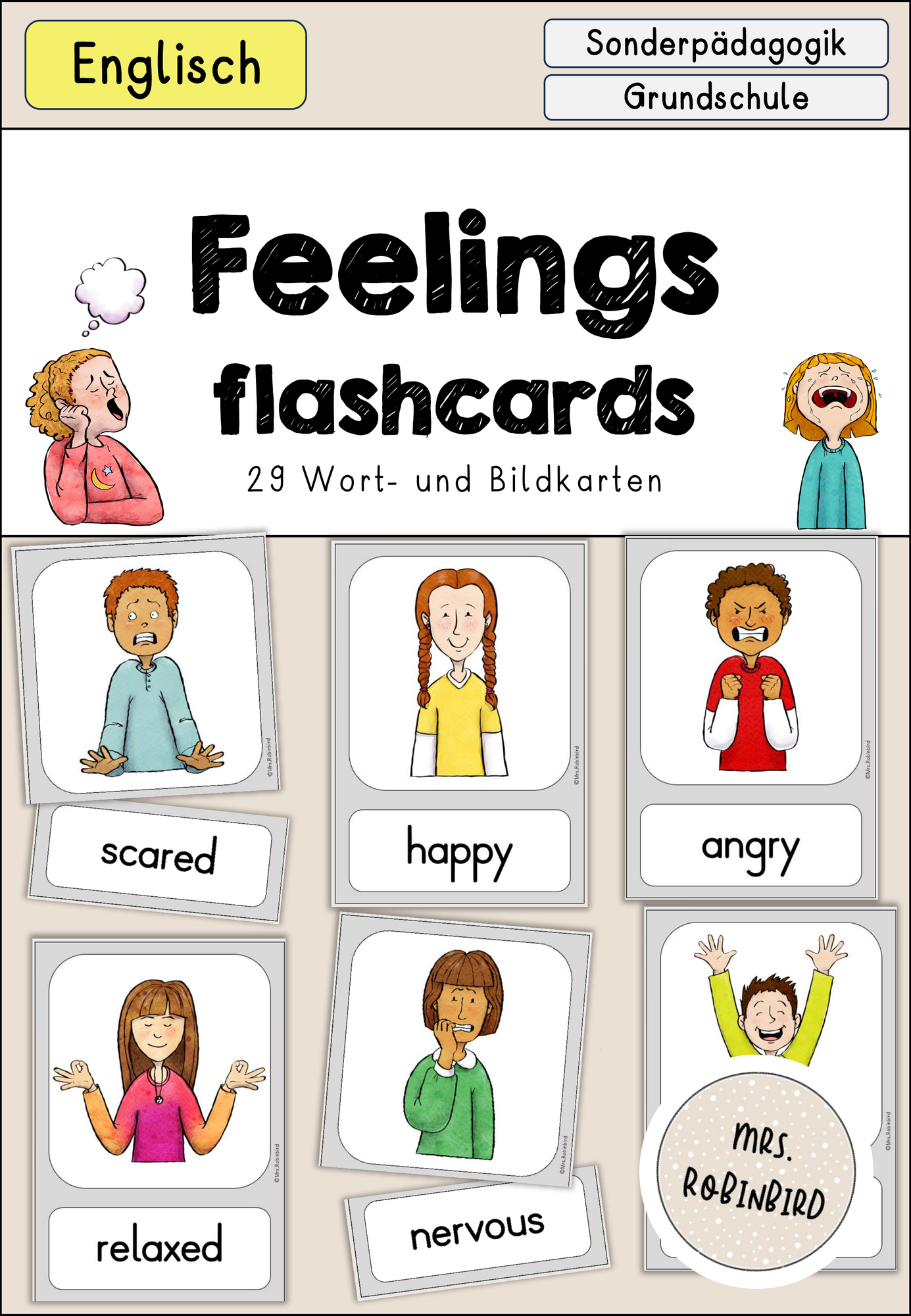 Feelings Gefühle Bildkarten flashcards Tafelmaterial - Englisch ...