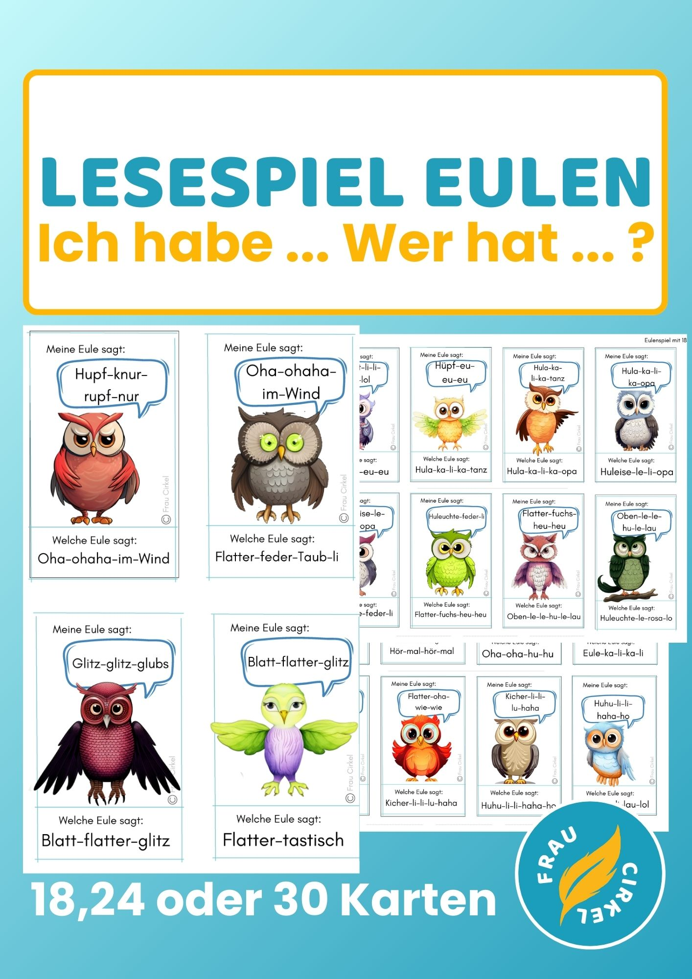 Eulen Lesespiel Ich habe ... Wer hat ... – Unterrichtsmaterial im Fach ...