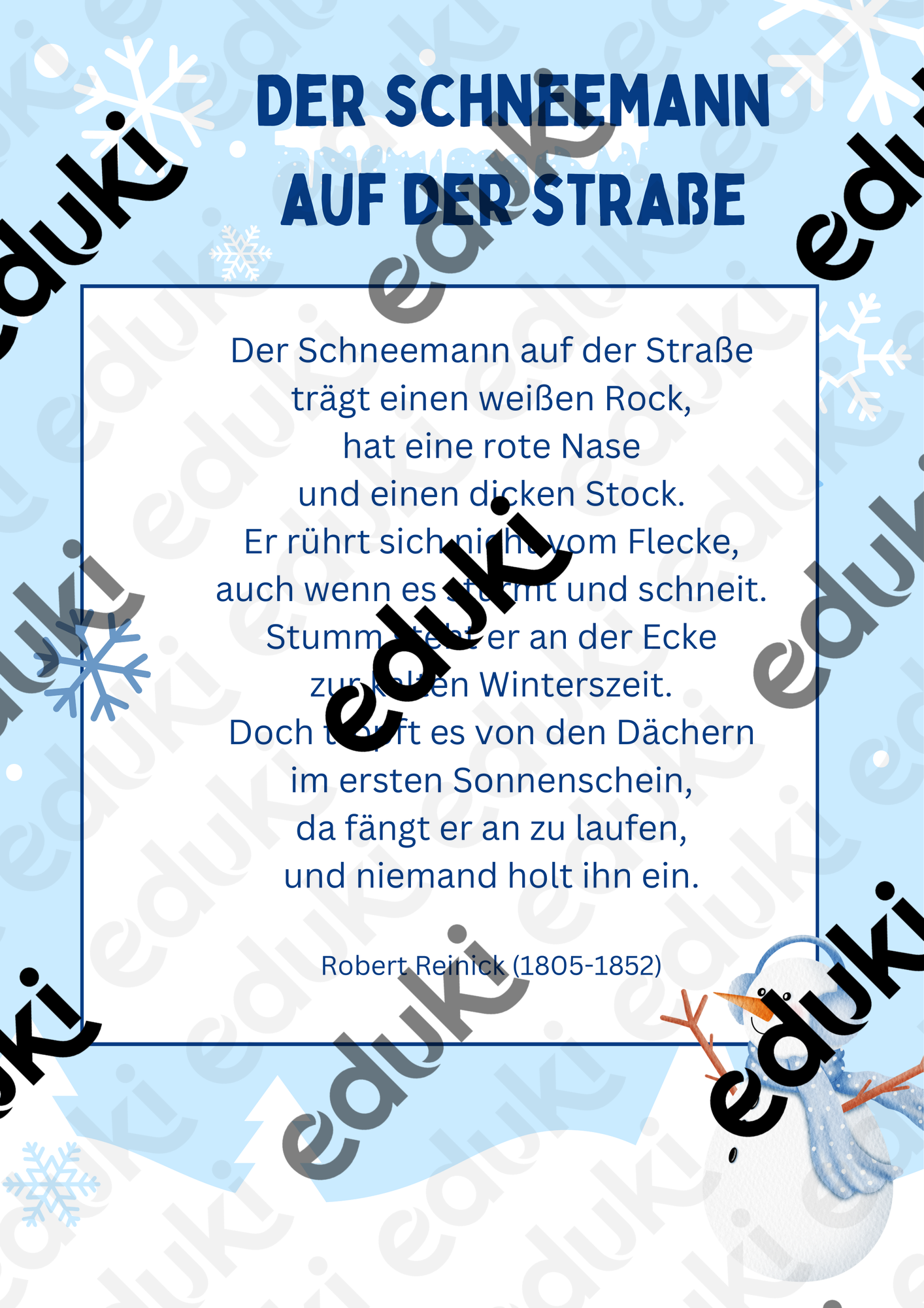 15 Wintergedichte – Unterrichtsmaterial im Fach Deutsch