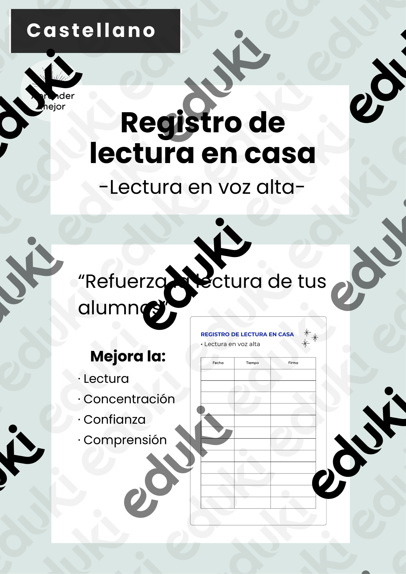 Registro de lectura en casa - Lectura en voz alta - material de la ...