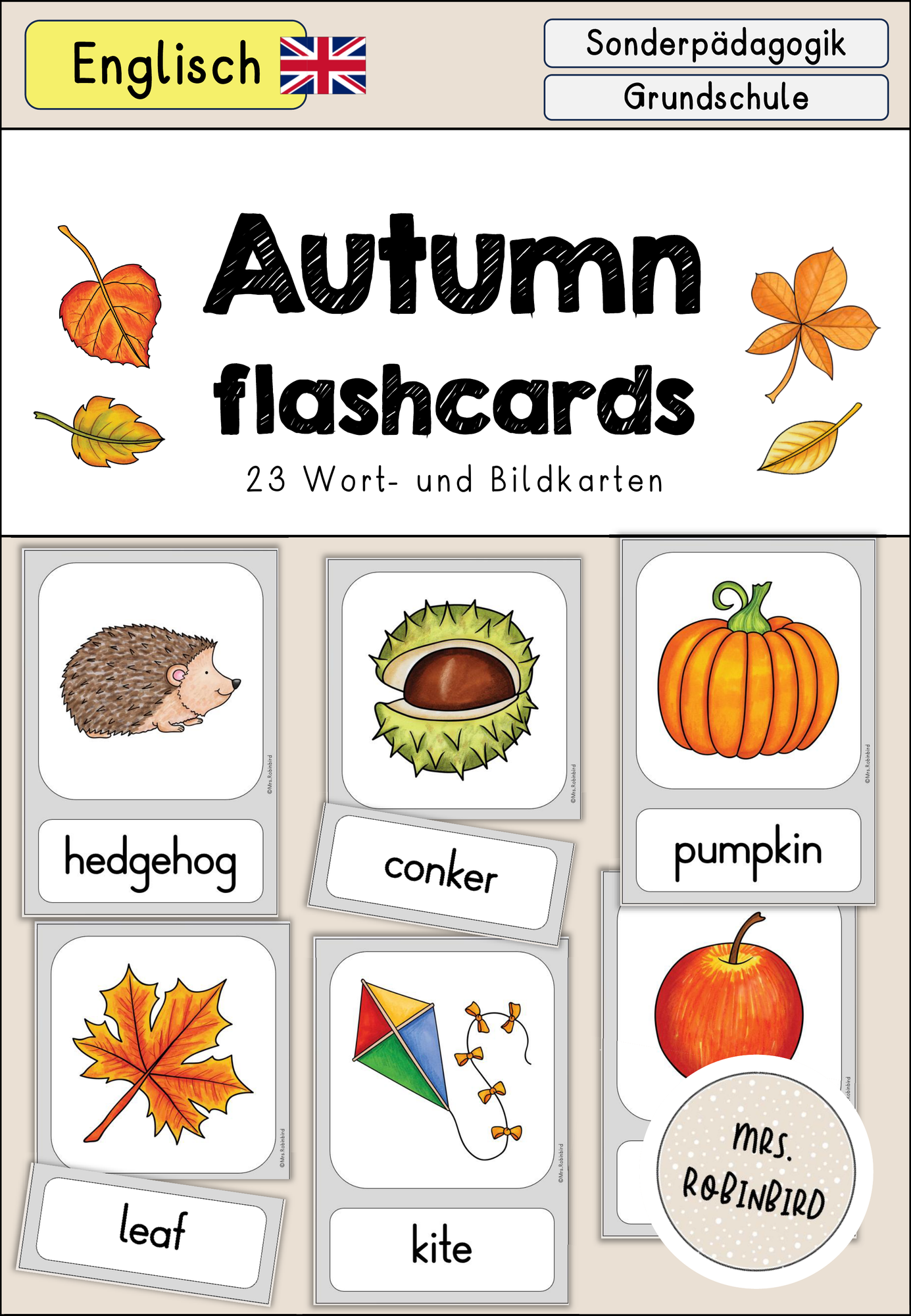 Autumn Fall Herbst Bildkarten flashcards Tafelmaterial - Englisch ...