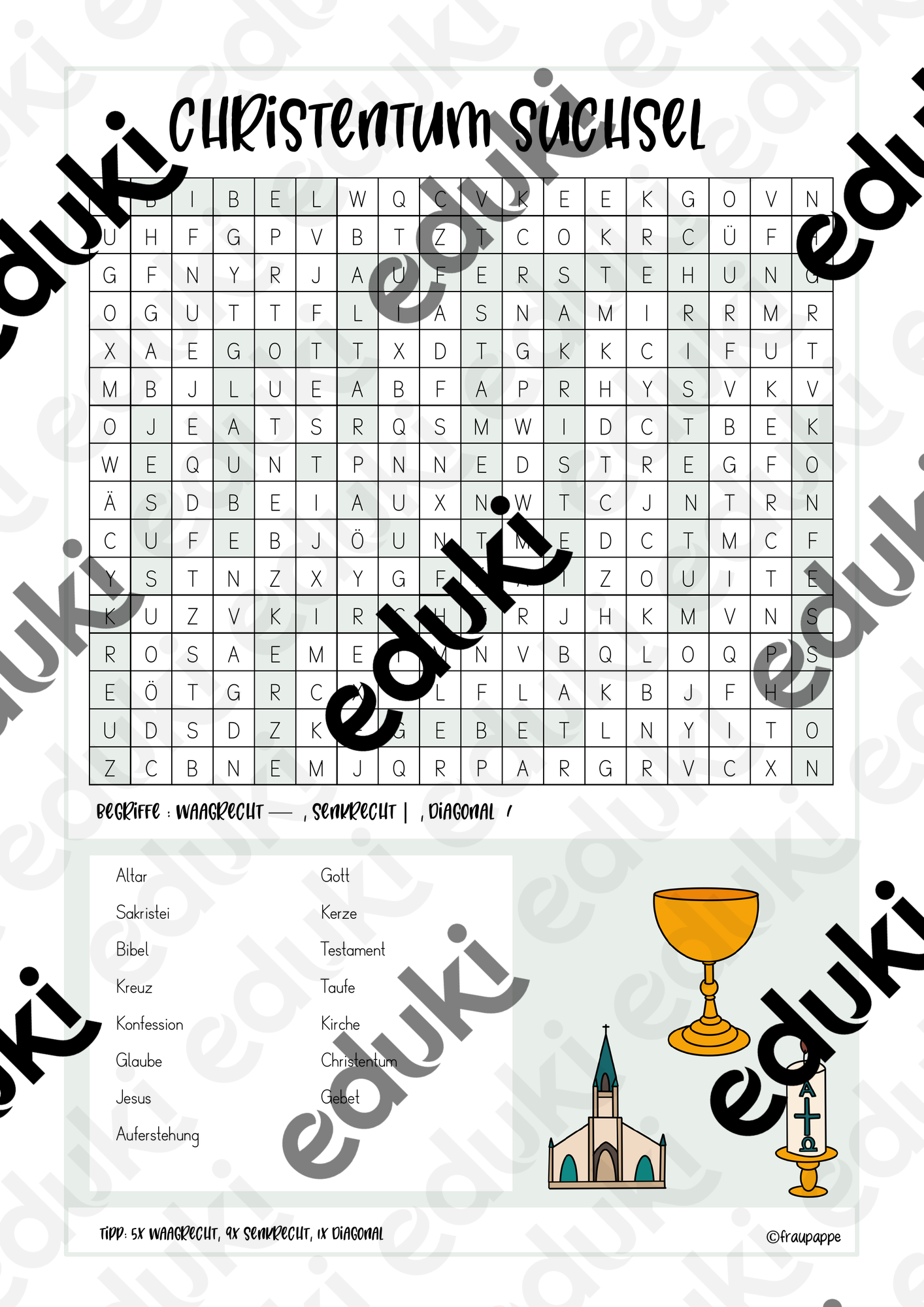 Christentum Suchsel / Buchstabengitter – Unterrichtsmaterial im Fach ...