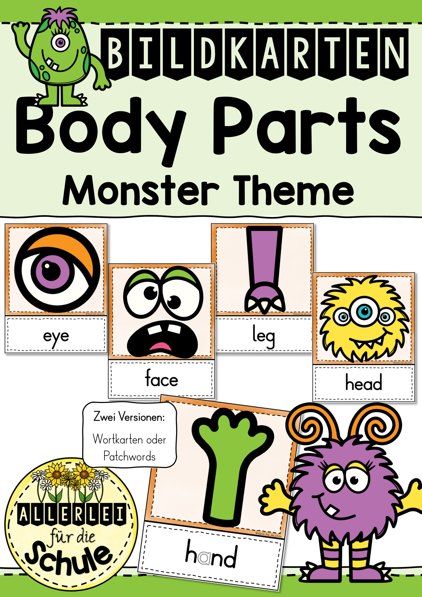 Bildkarten - Monster Body Parts – Unterrichtsmaterial im Fach Englisch