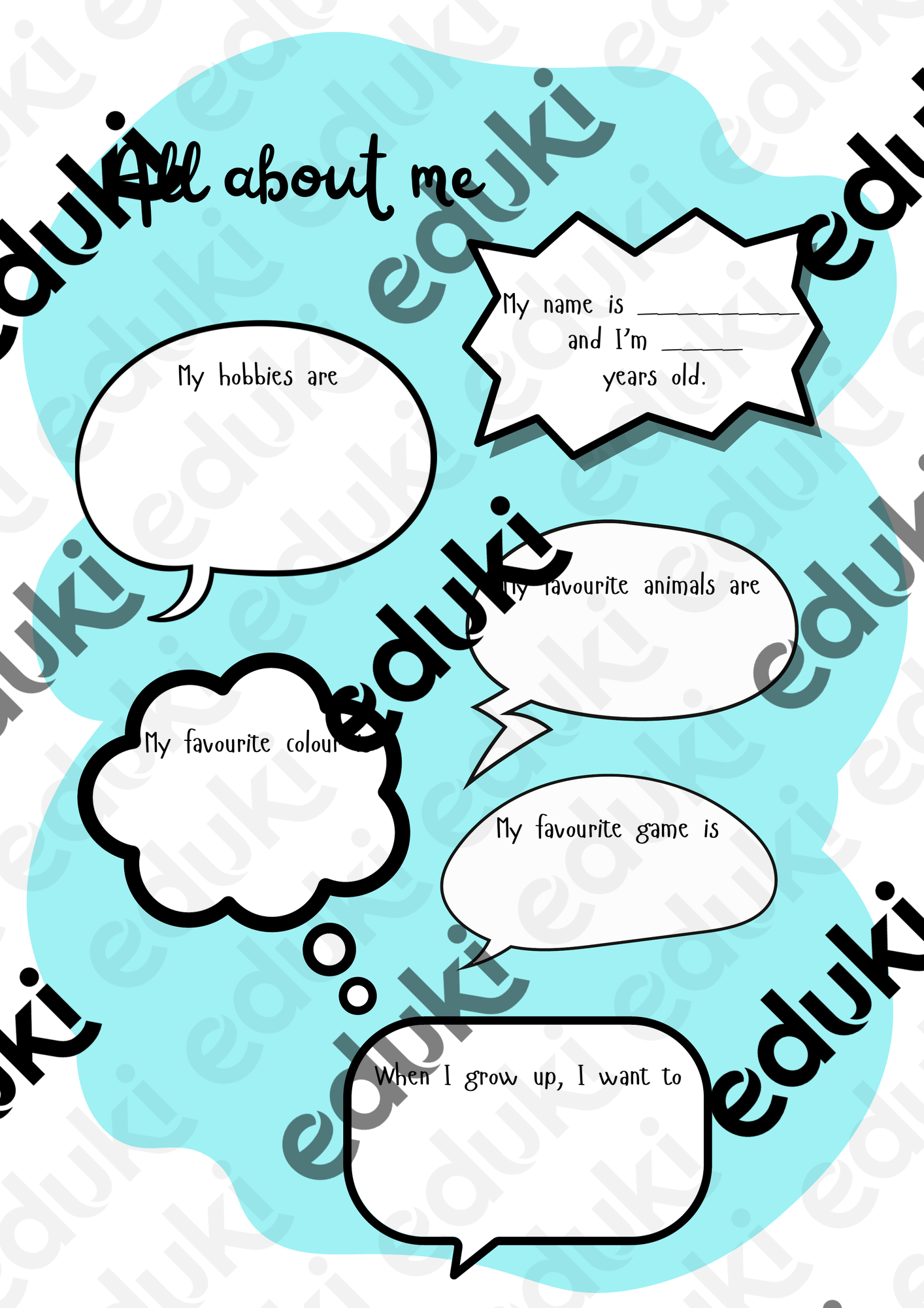 All about me | Steckbrief auf englisch – Unterrichtsmaterial im Fach ...