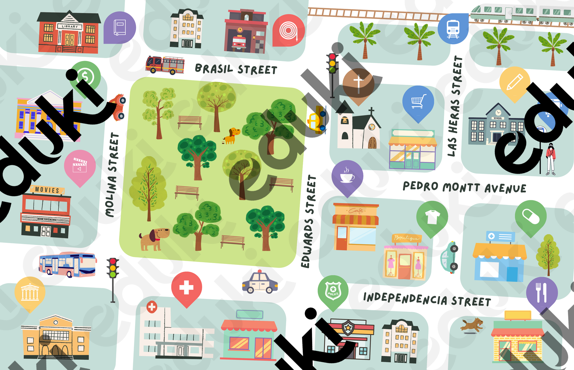 Mapa de la ciudad (inglés) - material de la siguiente asignatura Inglés ...