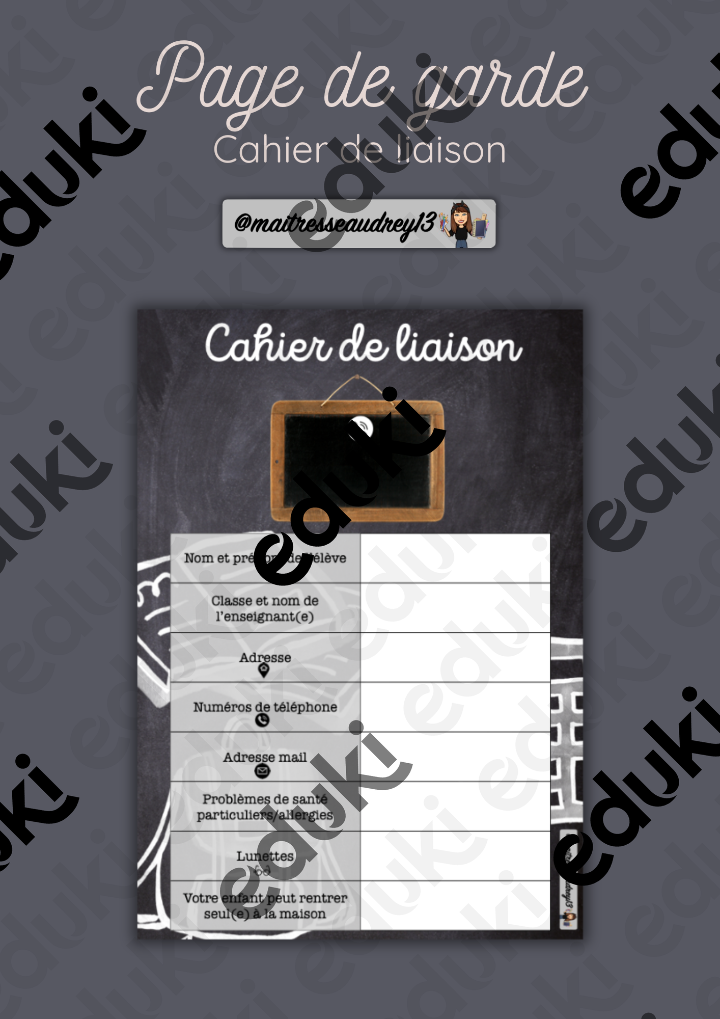 Page de garde cahier de liaison - Ressource pédagogique pour ton cours ...