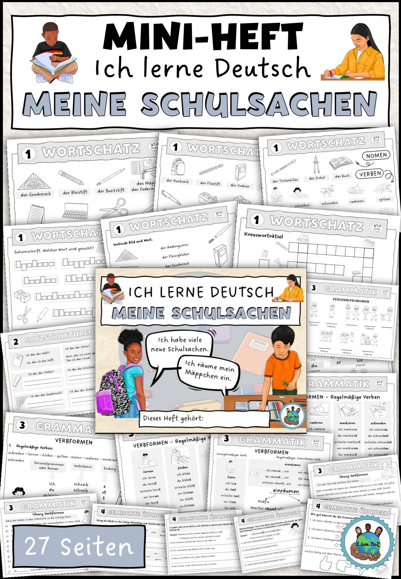 Mini-Heft - Ich lerne Deutsch - Meine Schulsachen - Selbstlernheft für ...