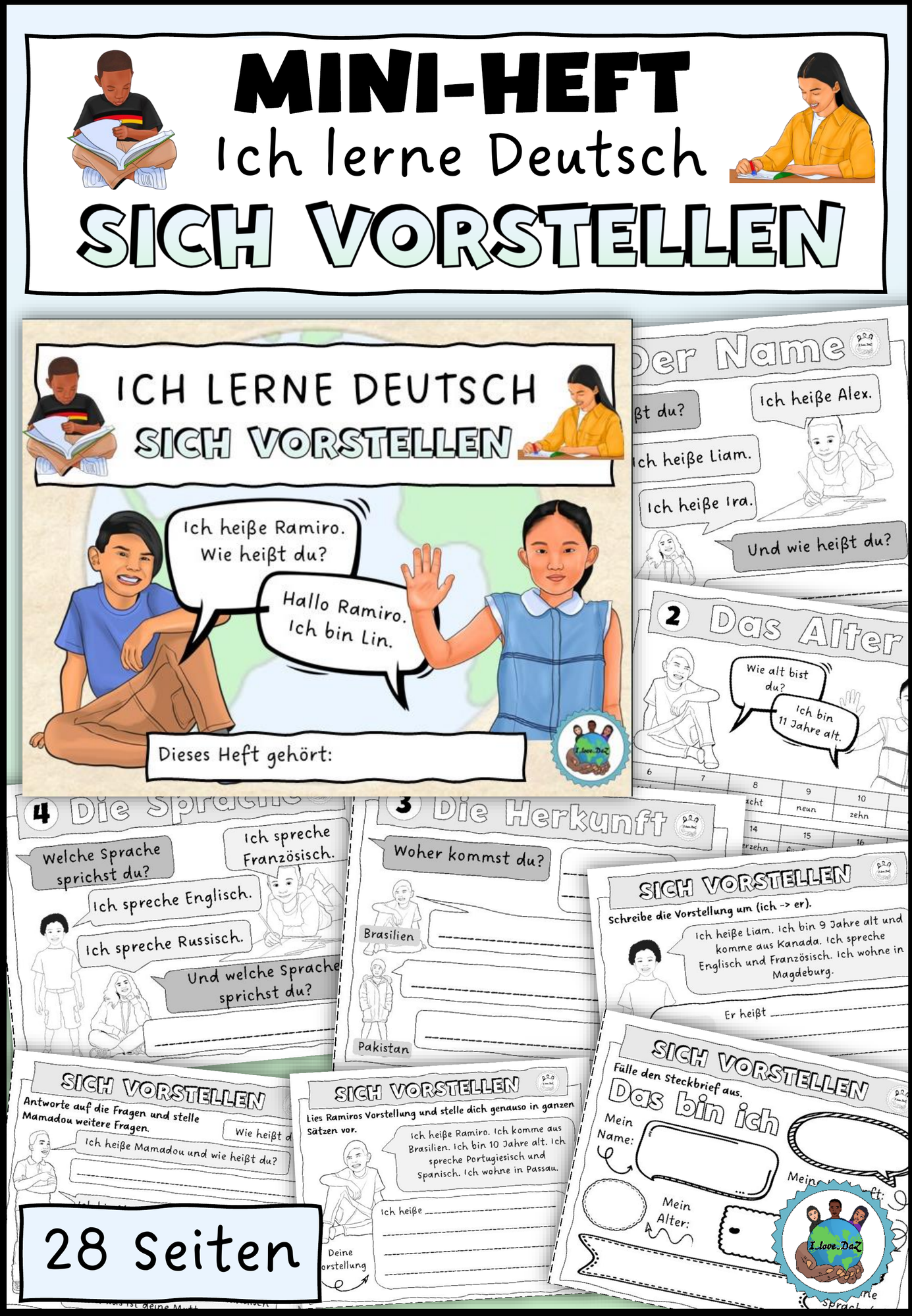 Mini-Heft - Ich lerne Deutsch - "Sich vorstellen" Selbstlernheft DaZ ...