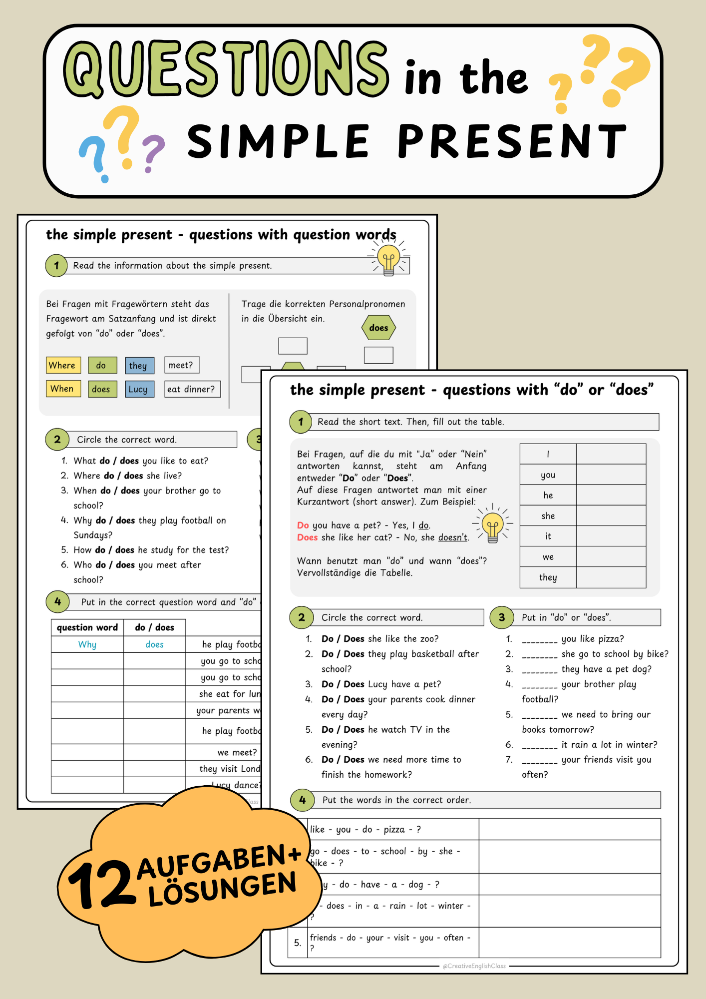 DO/DOES questions + wh-questions – Exercises and Explanation ...