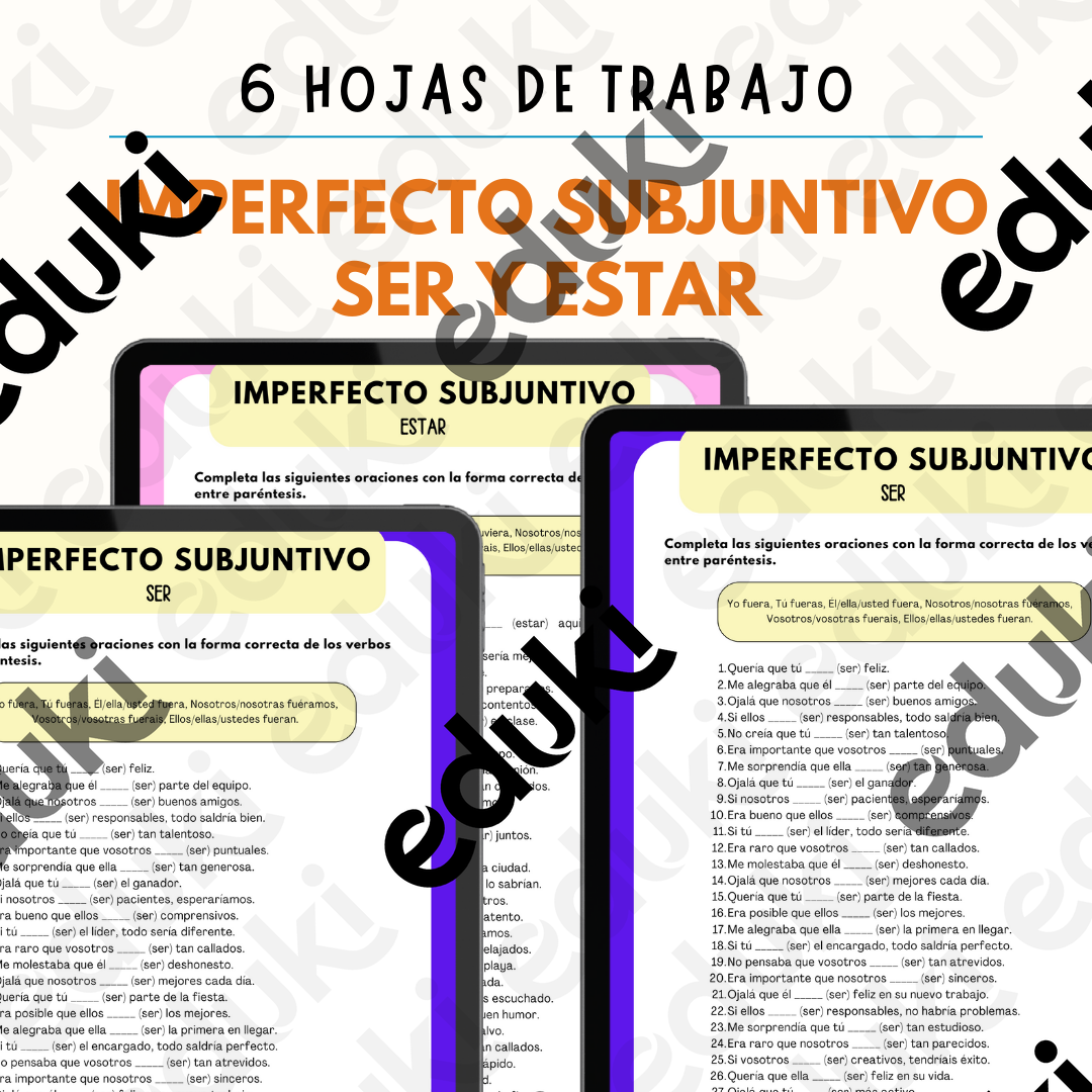 SER Y ESTAR PRETÉRITO IMPERFECTO HOJA DE TRABAJO - material de la ...