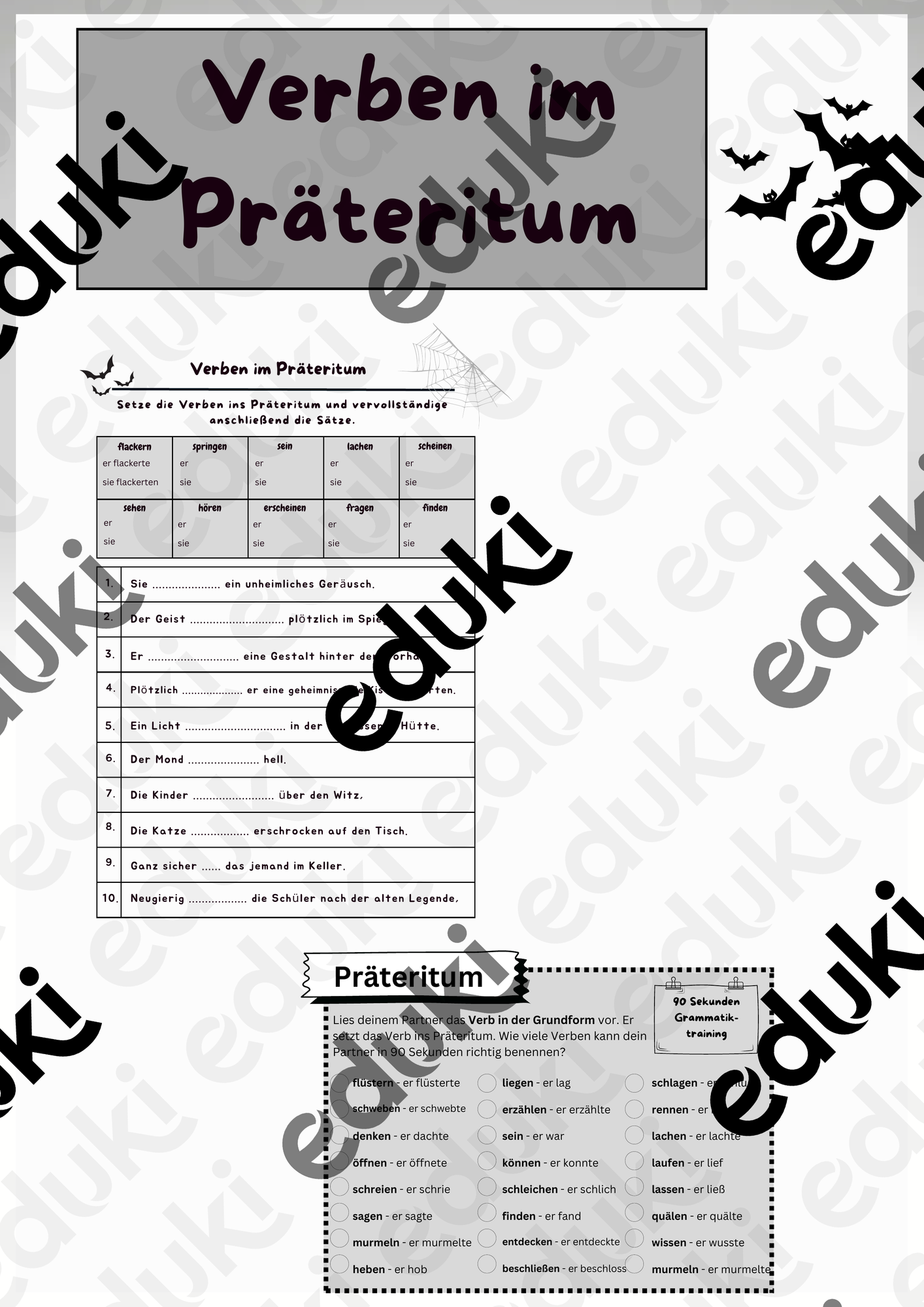 Verben im Präteritum – Unterrichtsmaterial im Fach Deutsch