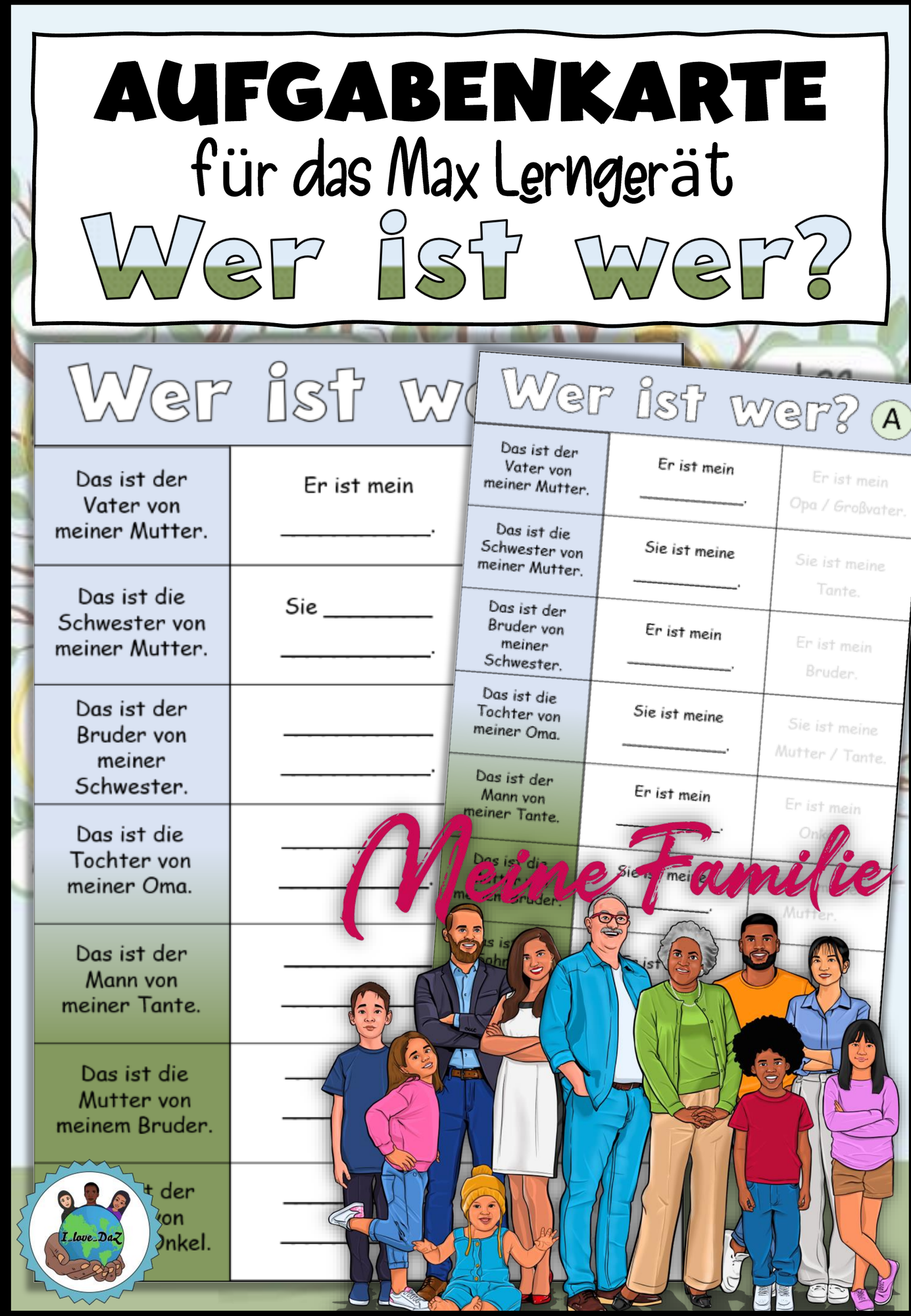 "Wer ist wer?" Meine Familie- Aufgabenkarte für das Max Lerngerät - DaZ ...