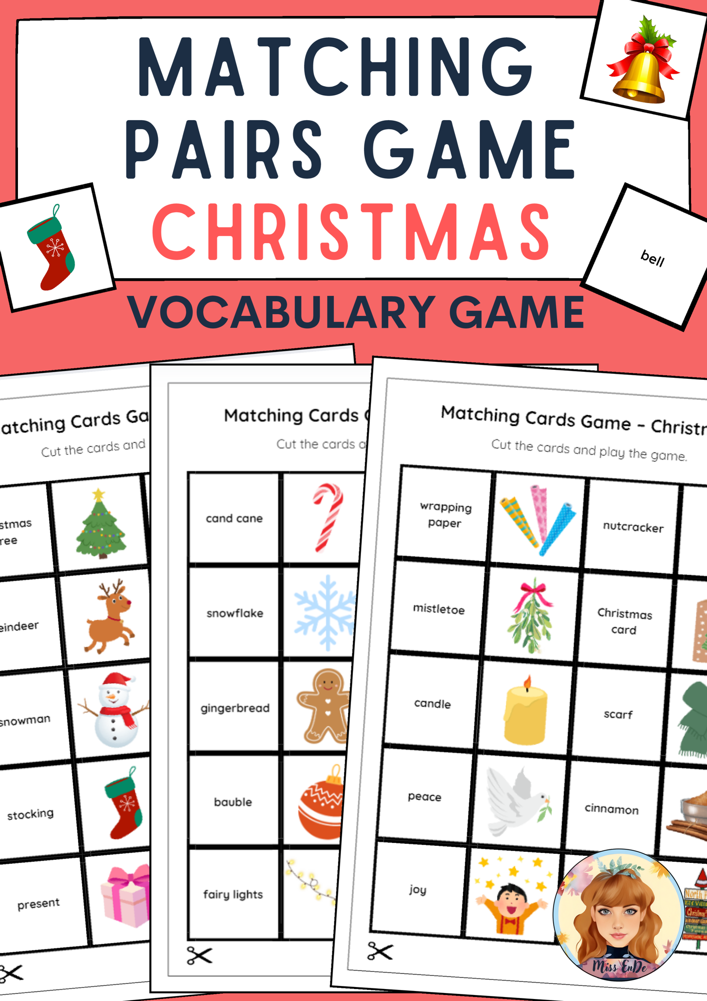 CHRISTMAS / Matching Pairs Game / English / ESL – Unterrichtsmaterial ...