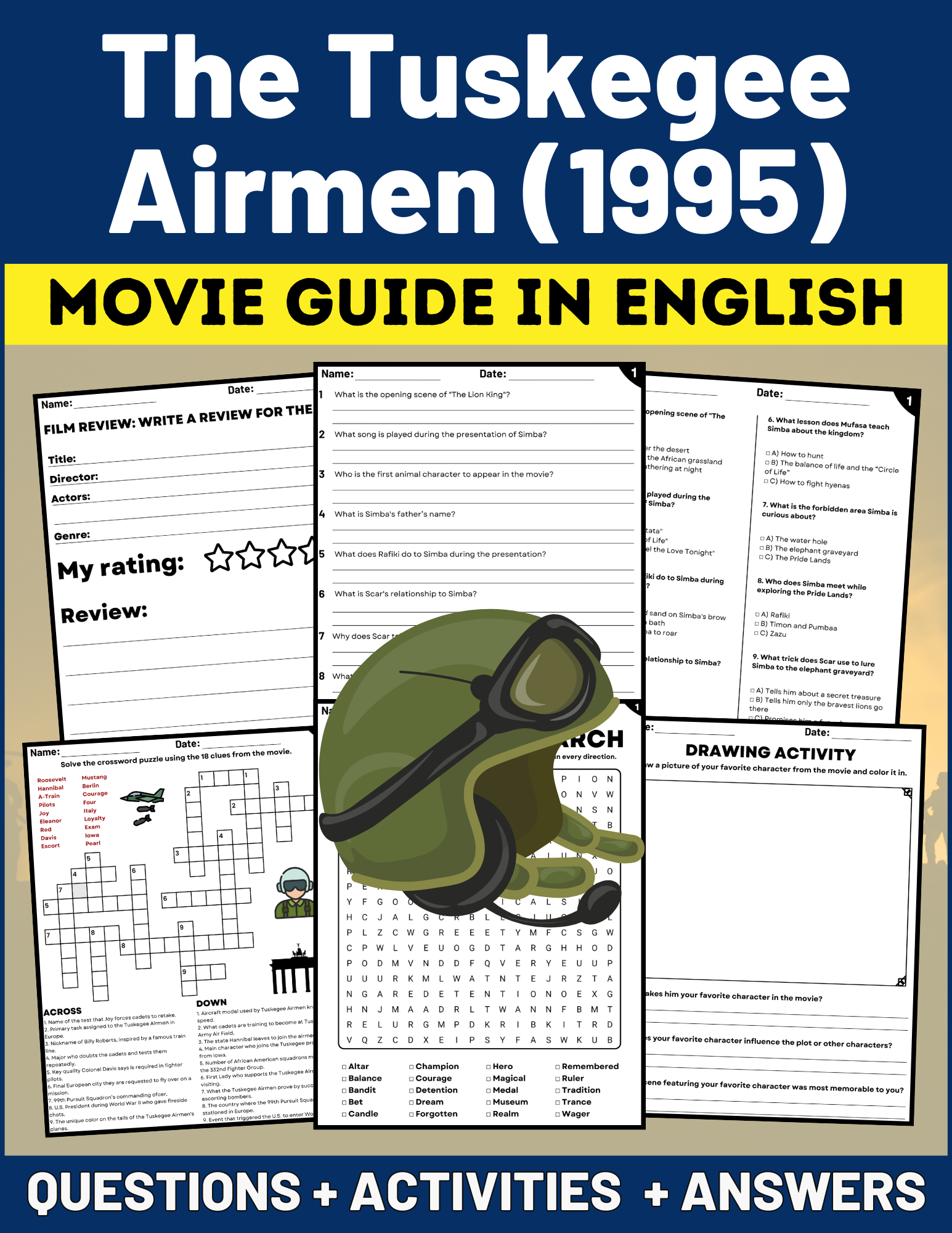 Movie Guide: "The Tuskegee Airmen (1995)" - Questions and Activities ...