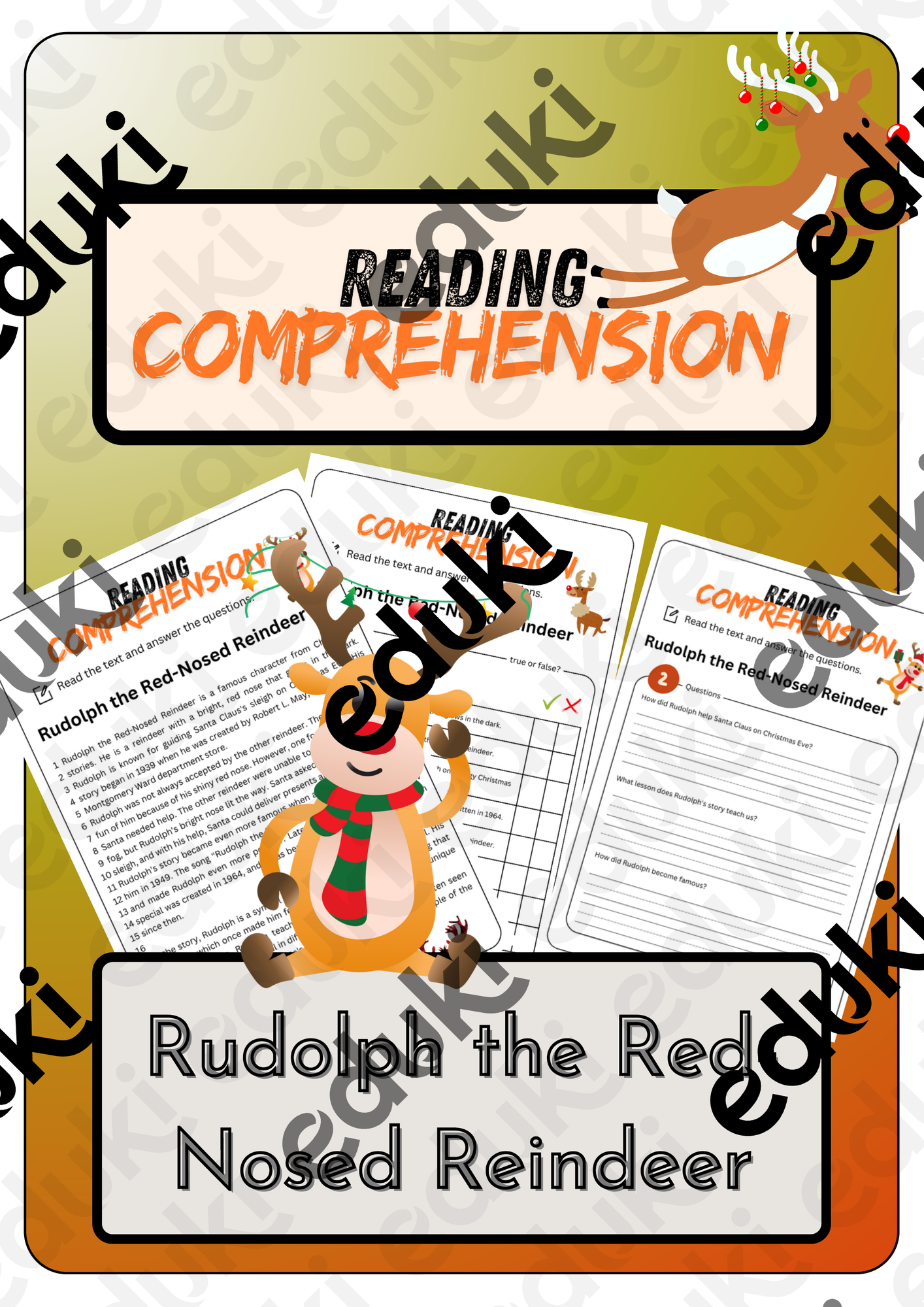 Reading Comprehension - Rudolph the Red-Nosed Reindeer + Solutions ...
