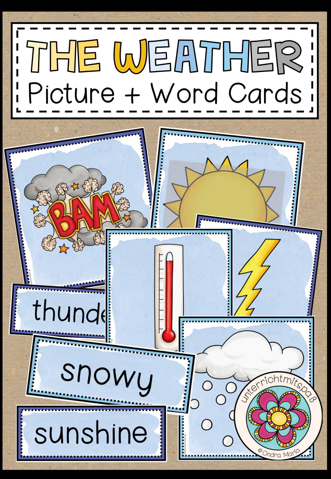 THE WEATHER - Picture + Word Cards – Unterrichtsmaterial im Fach Englisch