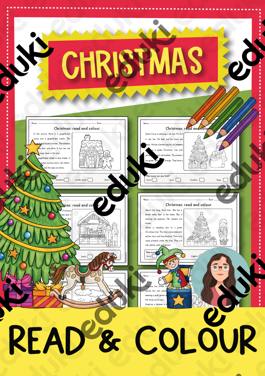Christmas read and colour - 7 Bilder, 2-fach differenziert (Englisch ...