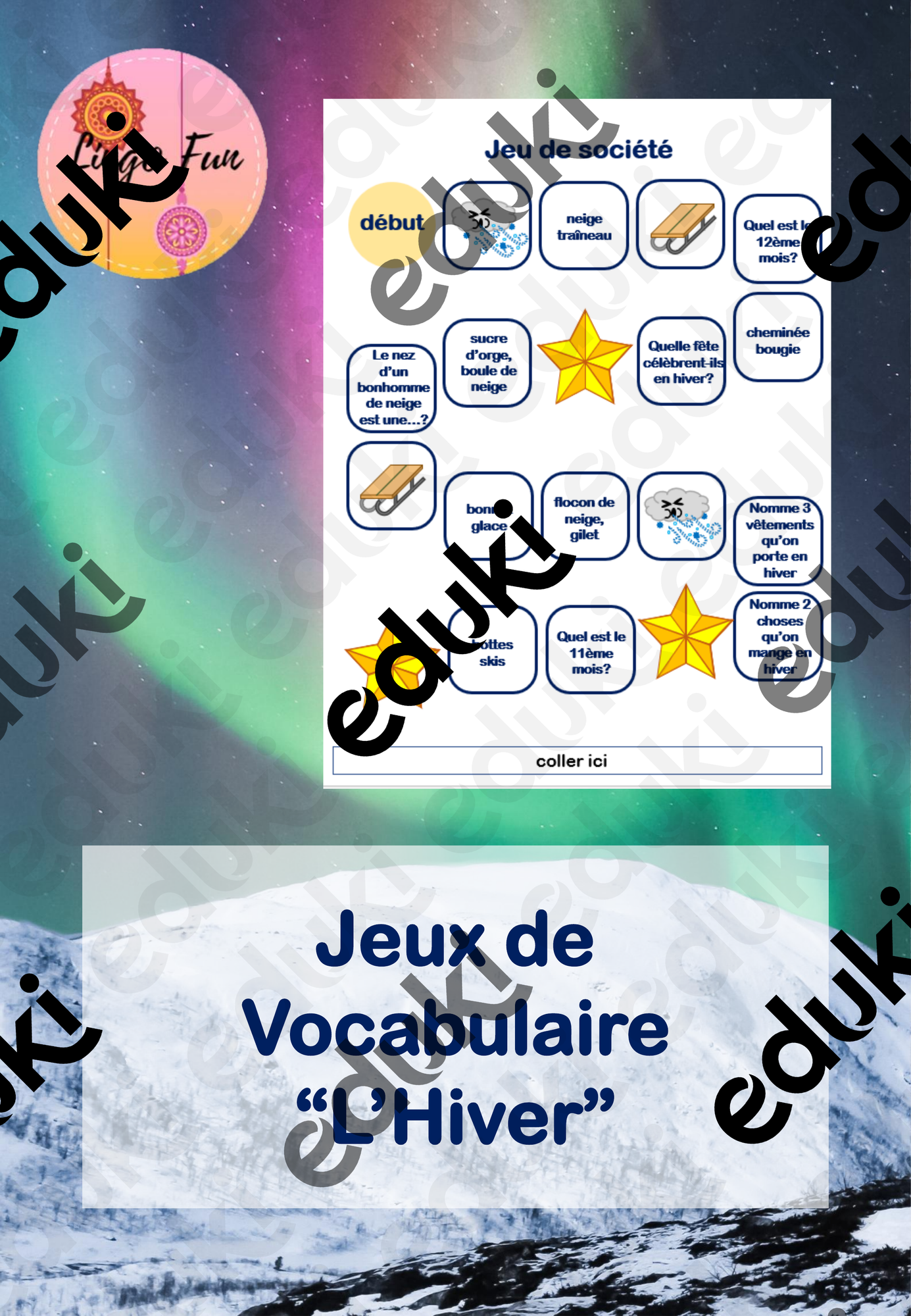Jeux de Vocabulaire thème L'Hiver - Ressource pédagogique pour les ...