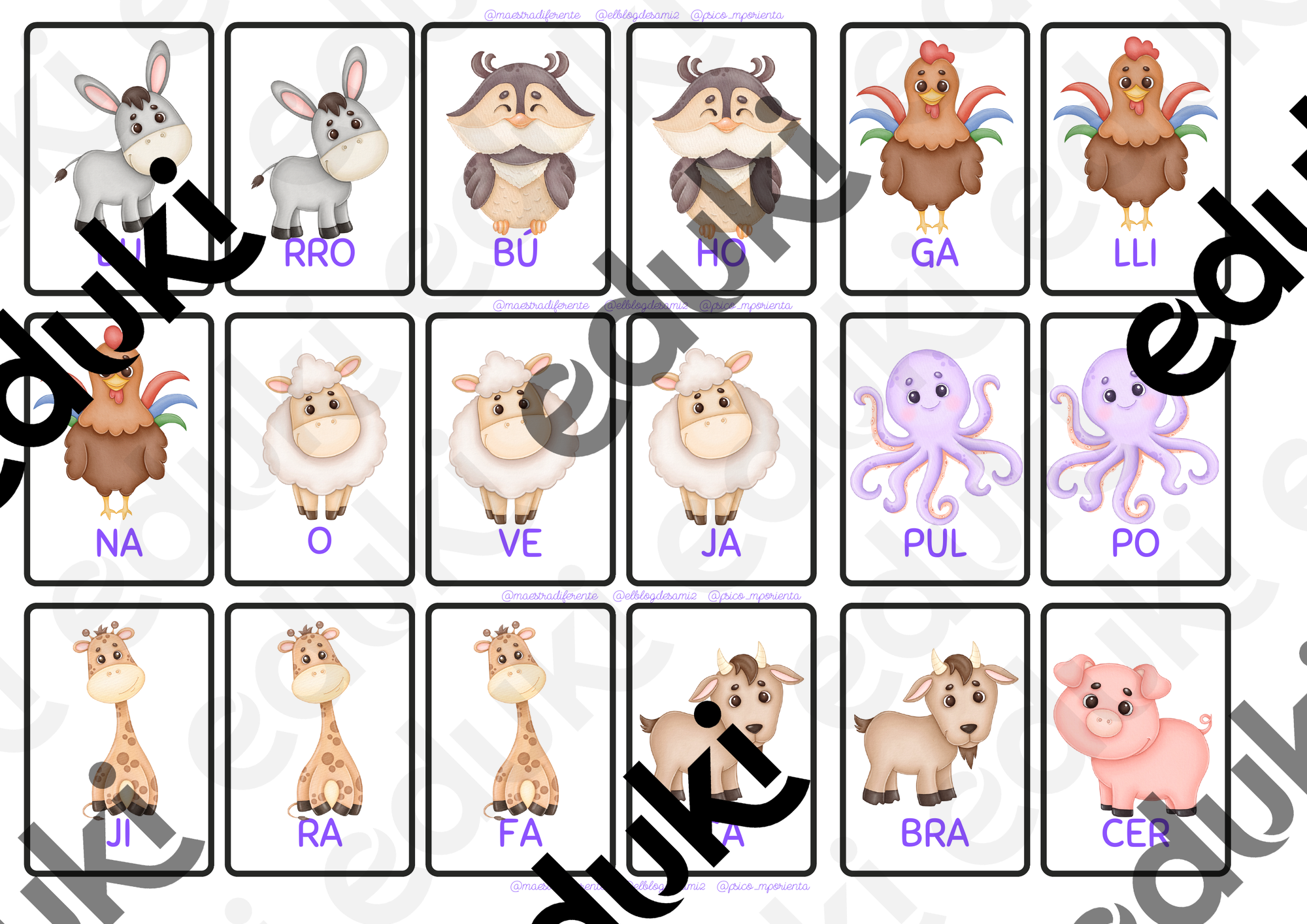 LECTOESCRITURA ANIMALES 3 - material didáctico de las asignaturas ...