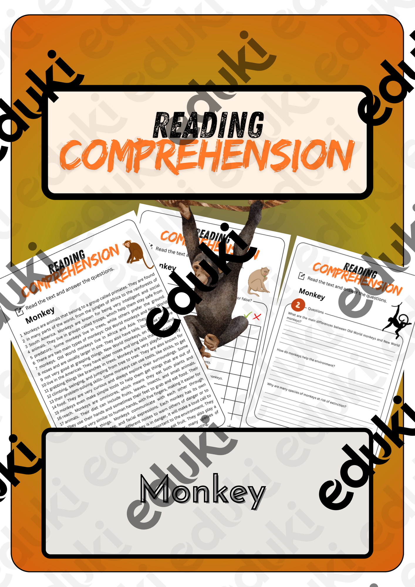 Reading Comprehension - Monkey + Solutions – Unterrichtsmaterial im ...