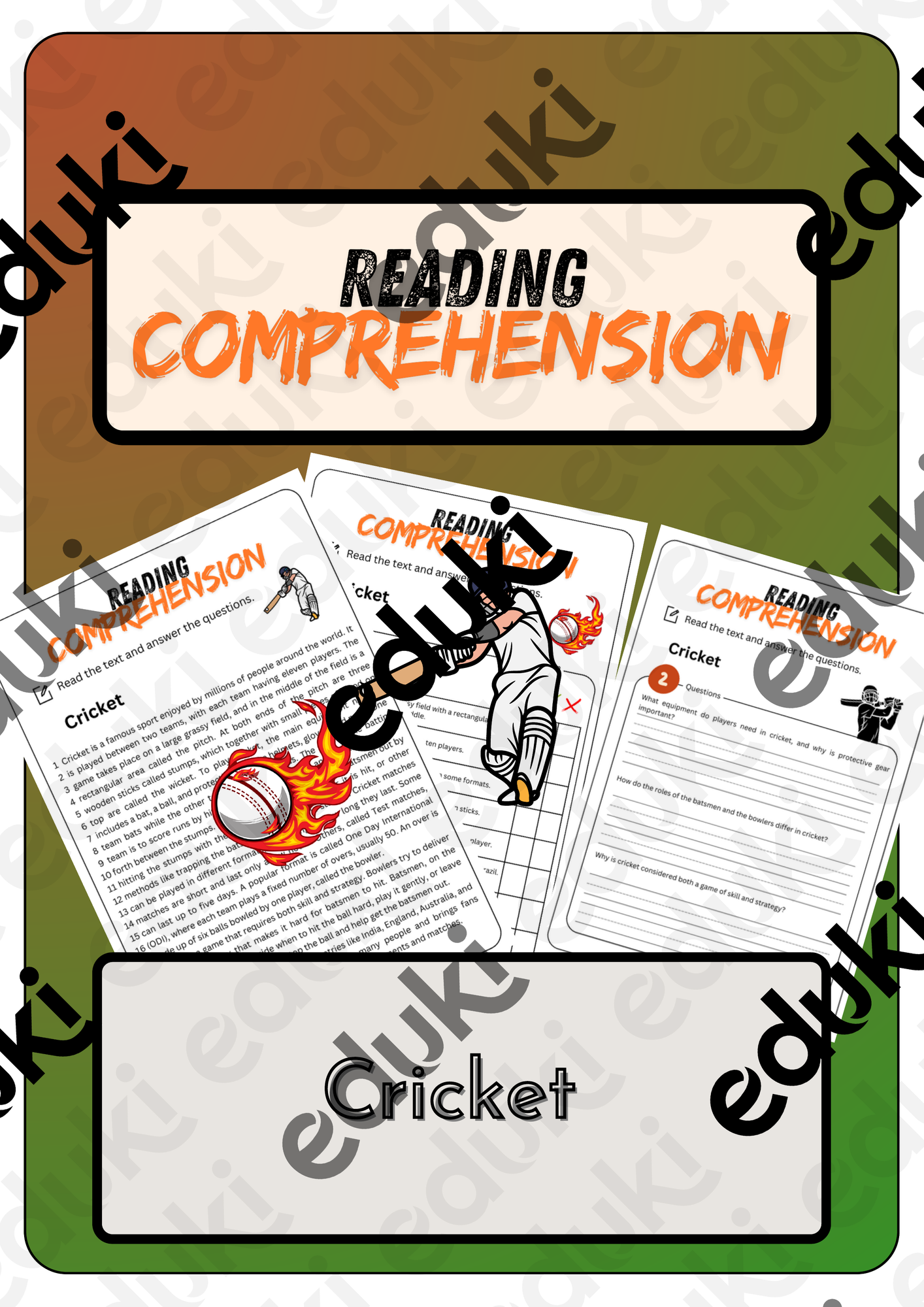 Reading Comprehension - Cricket + Solutions – Unterrichtsmaterial im ...