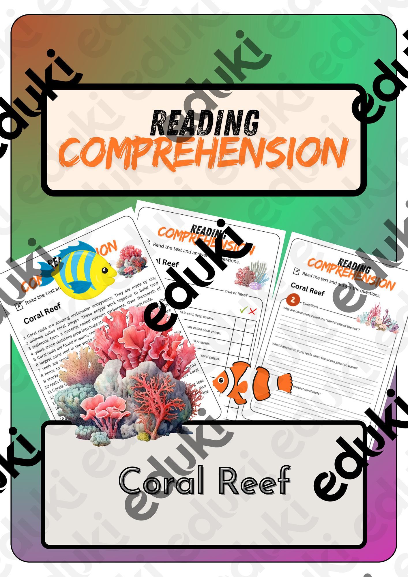 Reading Comprehension - Coral Reef + Solutions – Unterrichtsmaterial im ...