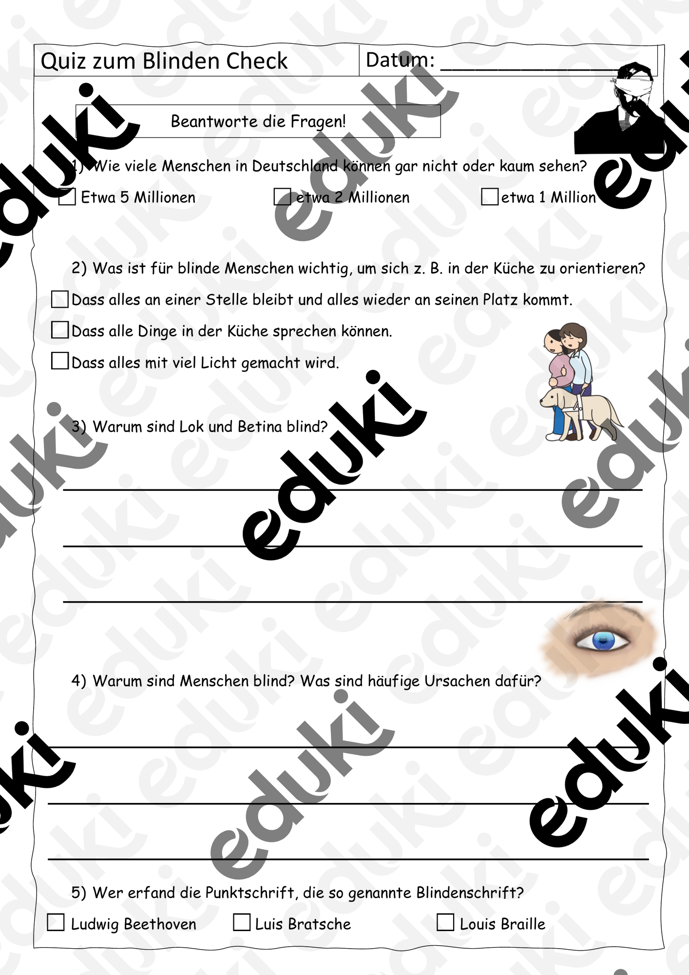 Quiz zum Blinden Check (mit Lösung) – Unterrichtsmaterial im Fach ...