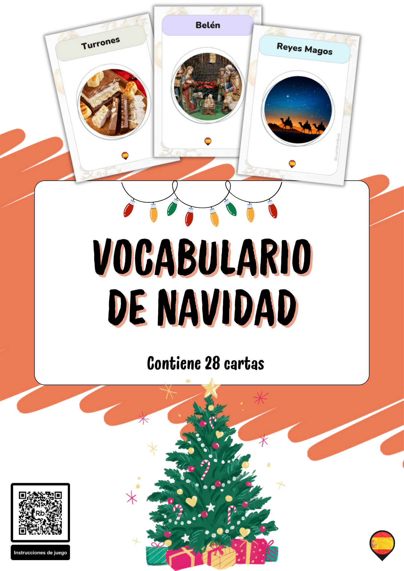 Cartas con vocabulario de Navidad en castellano - material didáctico de ...
