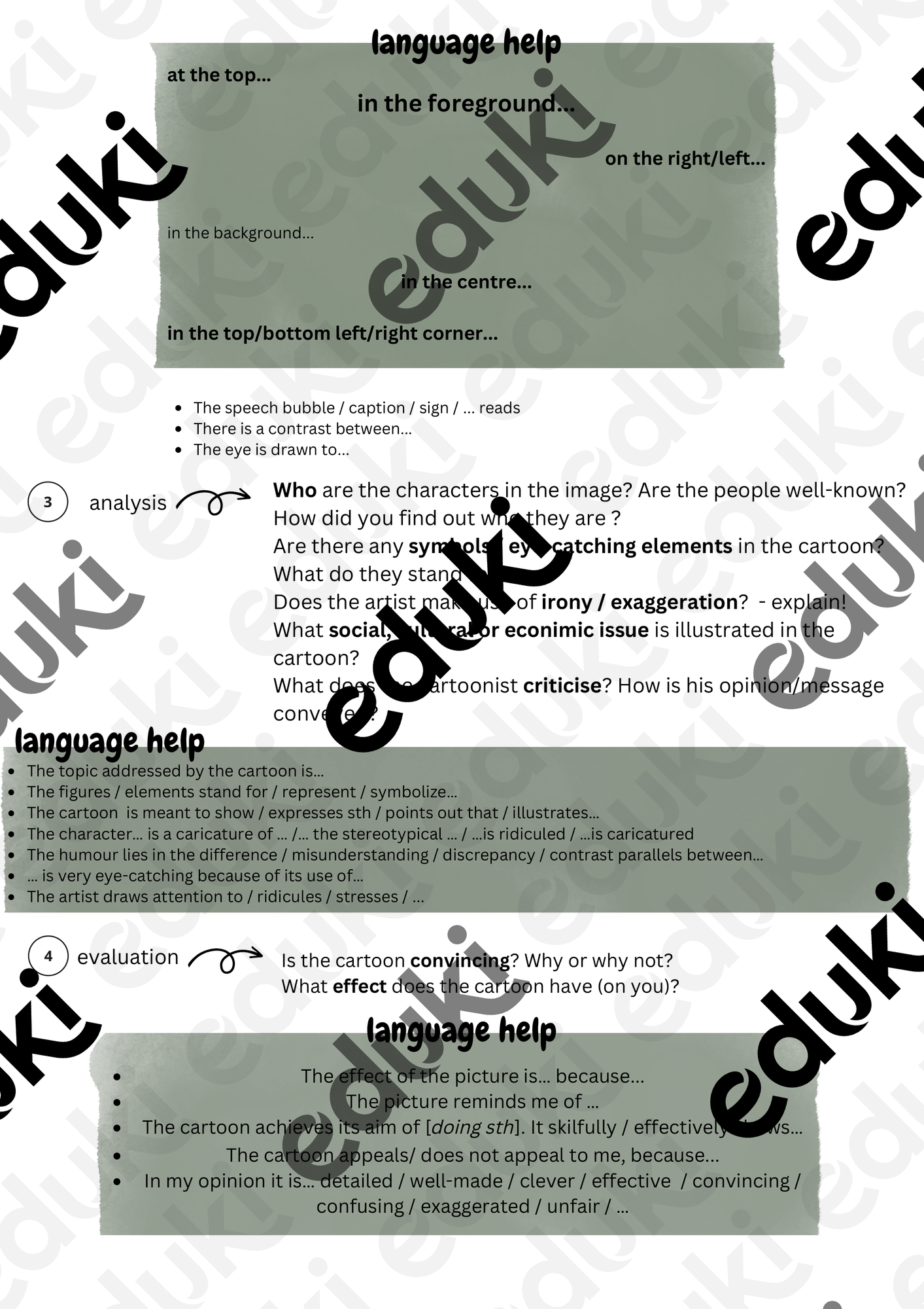 Fact sheet cartoon analysis – Unterrichtsmaterial im Fach Englisch