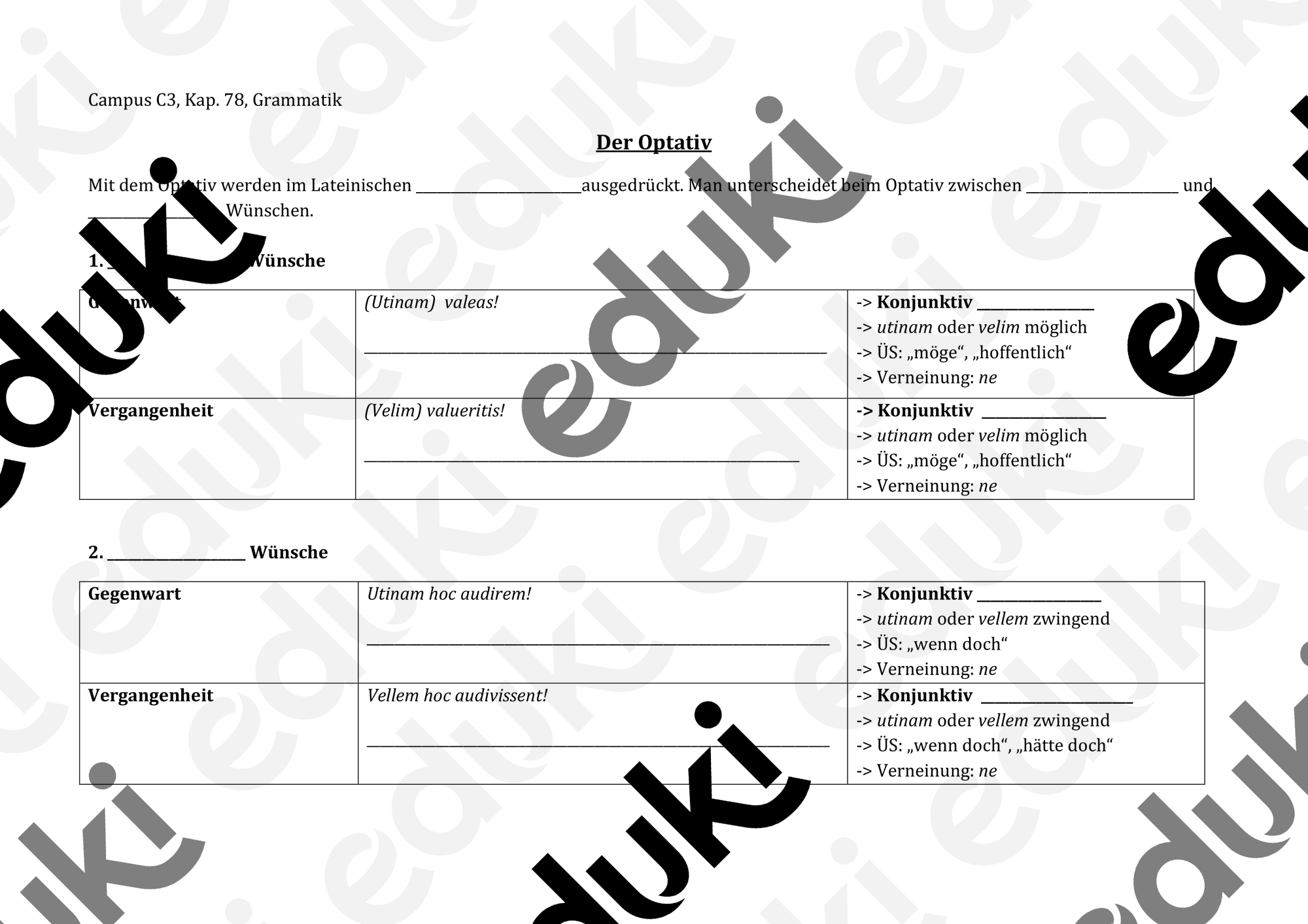 Optativ_Einführung – Unterrichtsmaterial im Fach Latein