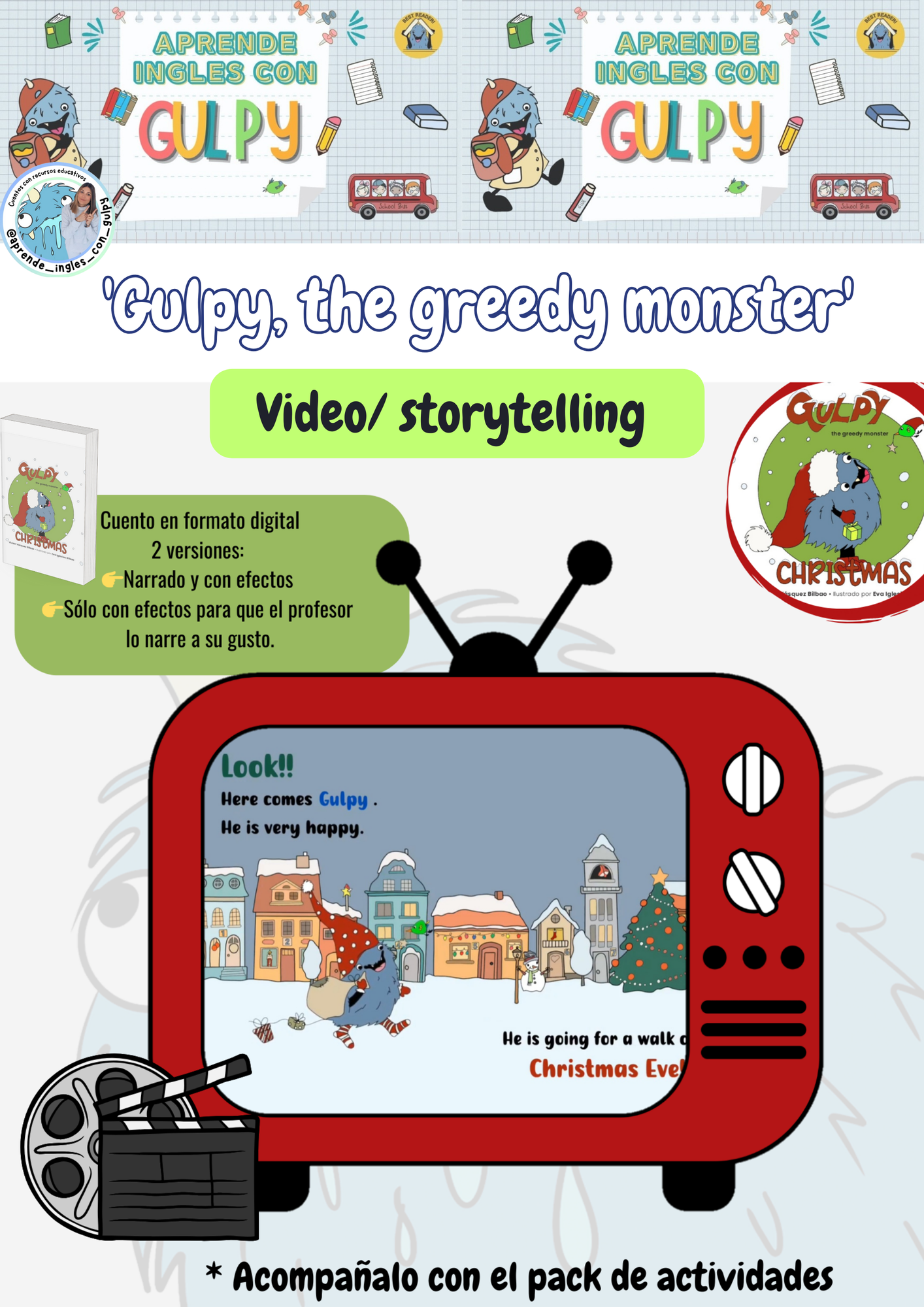 Gulpy,the greedy monster CHRISTMAS storytelling - material de la ...